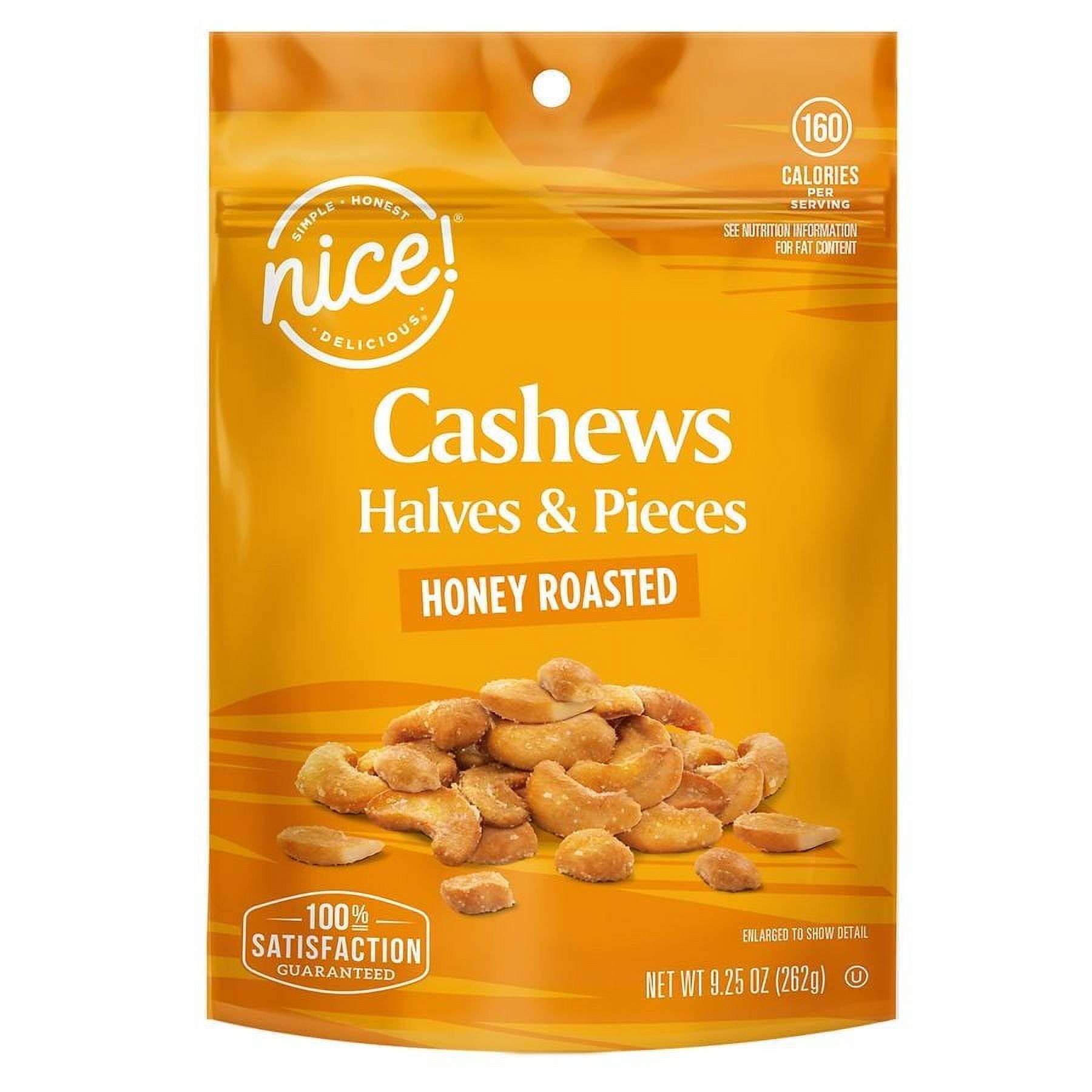 Nice! Cashew Halves & Pieces Honey Roasted 9.25oz - Walmart.com