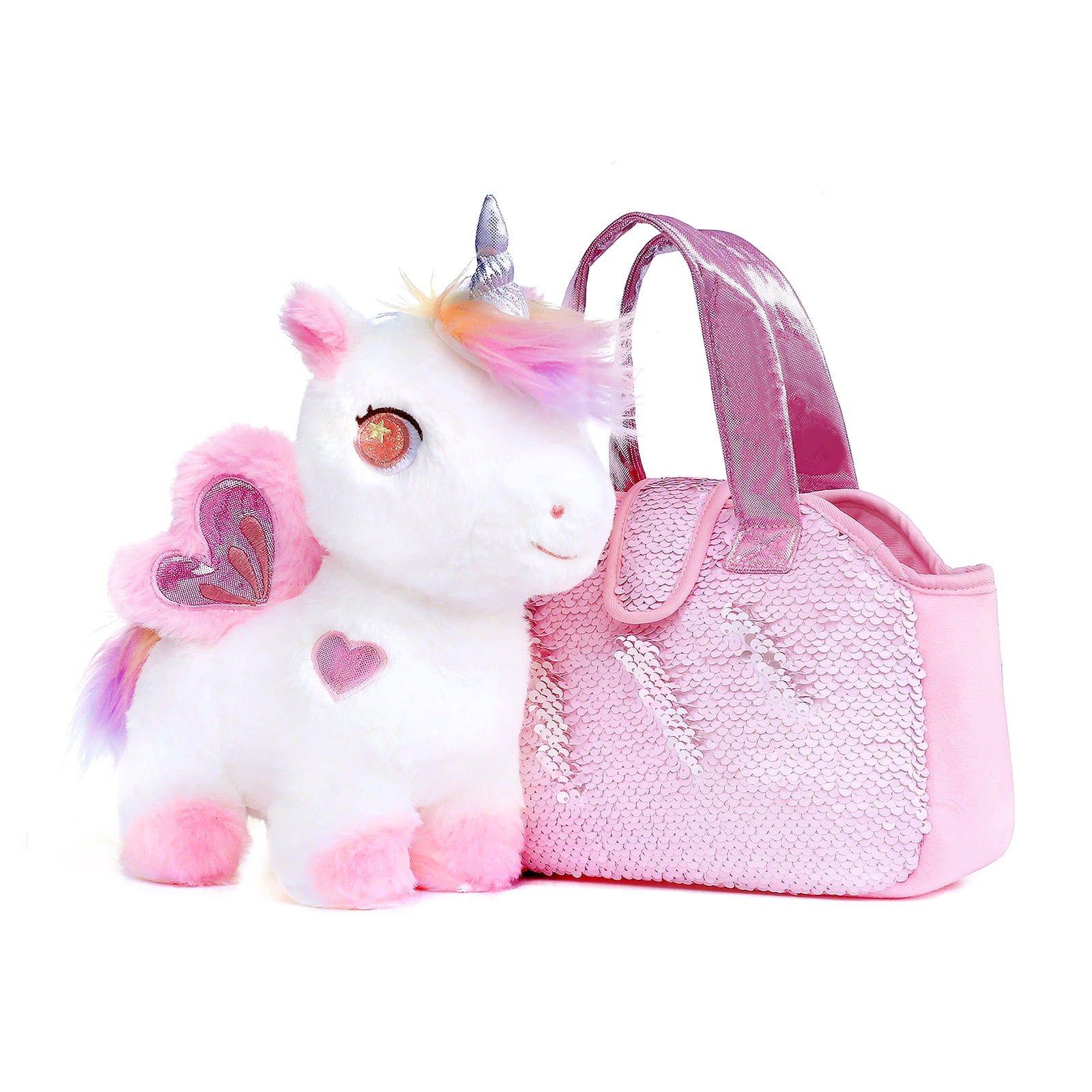 Nice Choice Unicorn Plush Reversible Sequin Pet Carrier Handbag,Sparkle ...