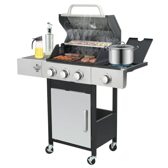Nice Cooker 3-Burner Propane Gas Grill with Side Burner, 37000 BTU ...