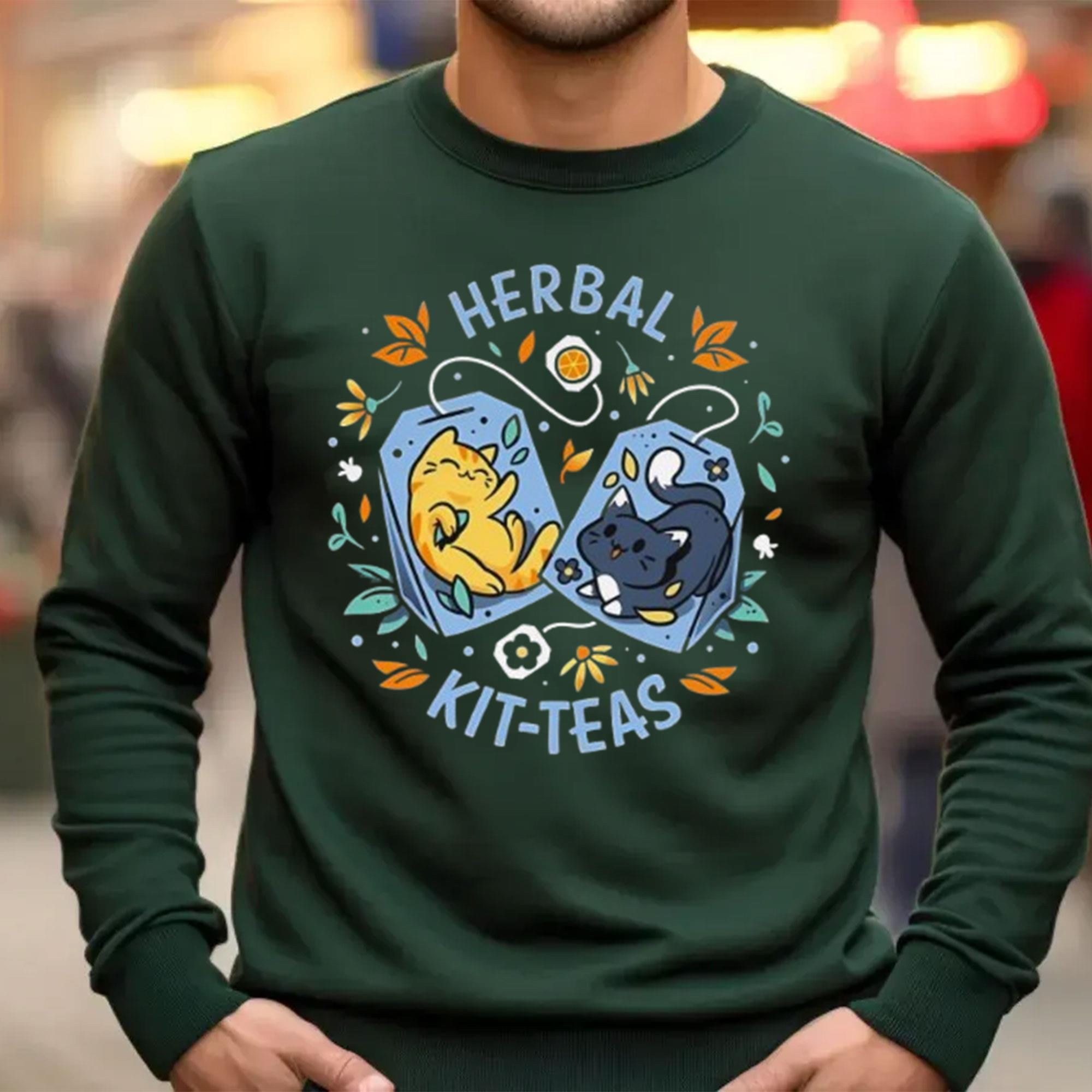 Nice Cute Cats Herbal Kitteas Sweat Shirt - Walmart.com