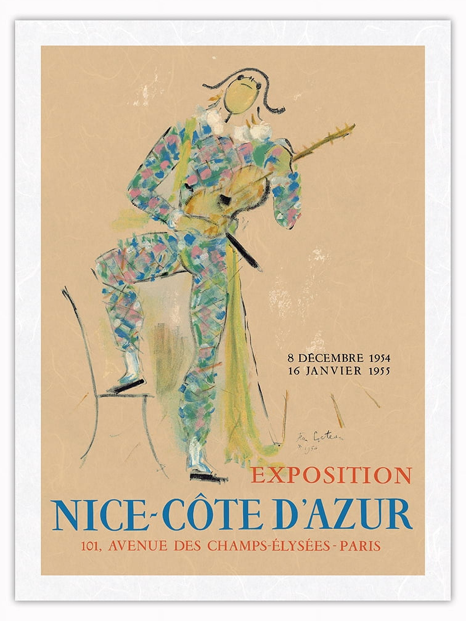 Nice France - Côte d'Azur - Vintage Art Exhibition Poster by Jean Cocteau c.1954 - Japanese ...