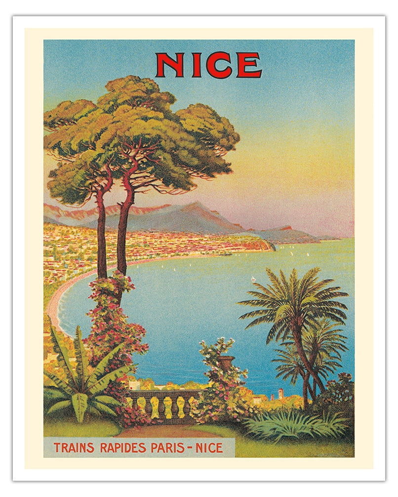 Nice France - Cote d'Azur - French Riveria - Vintage Travel Poster by ...
