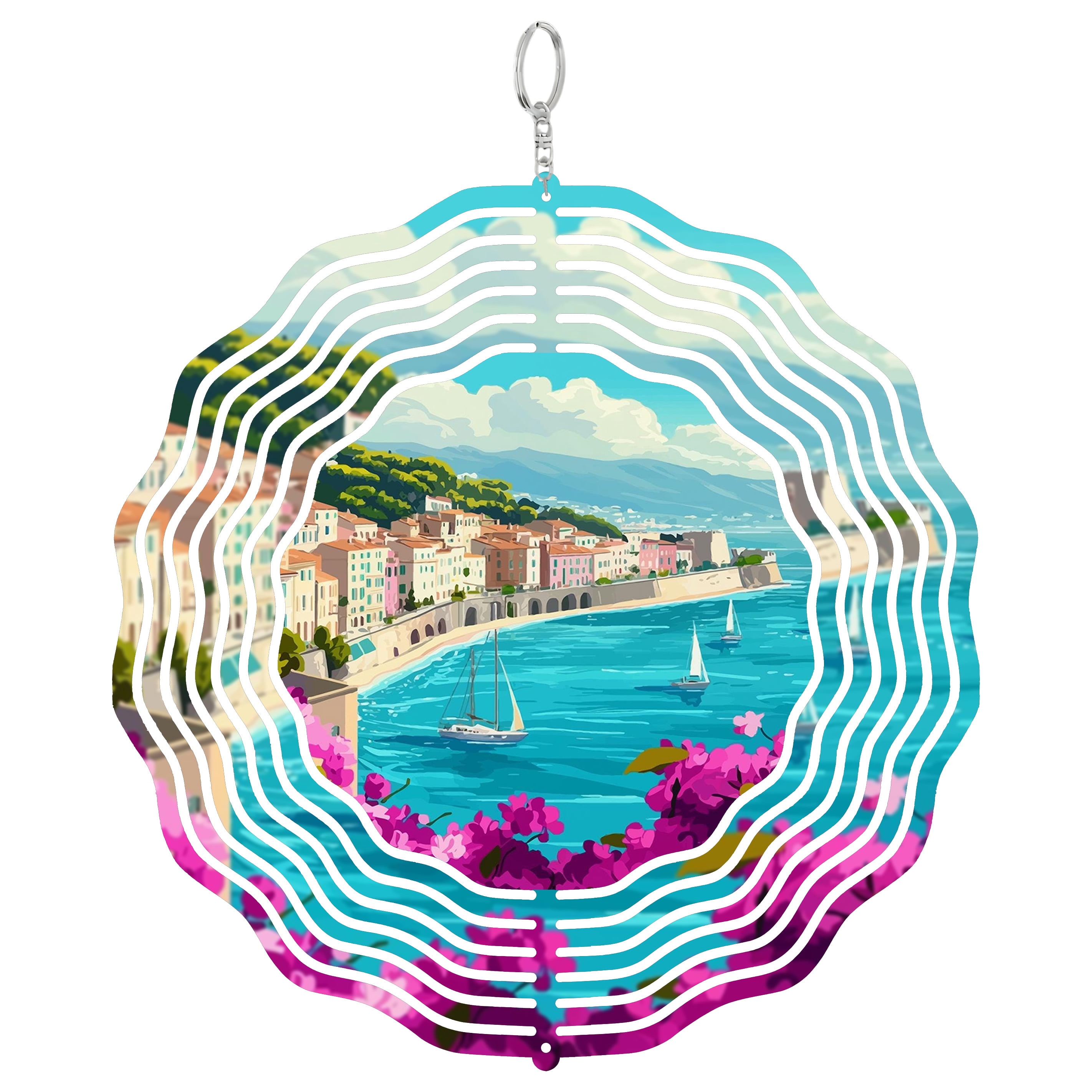 Nice France French Riviera Beach 3D Wind Spinner Stainless Steel Laser ...