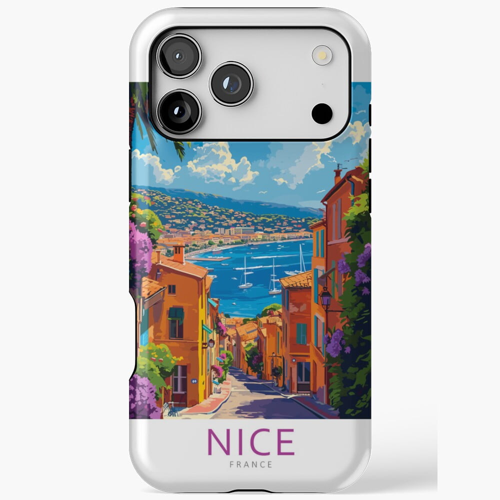 Nice France Riviera Scenic Travel Art iPhone Case 17 16 15 14 13 12 11 ...