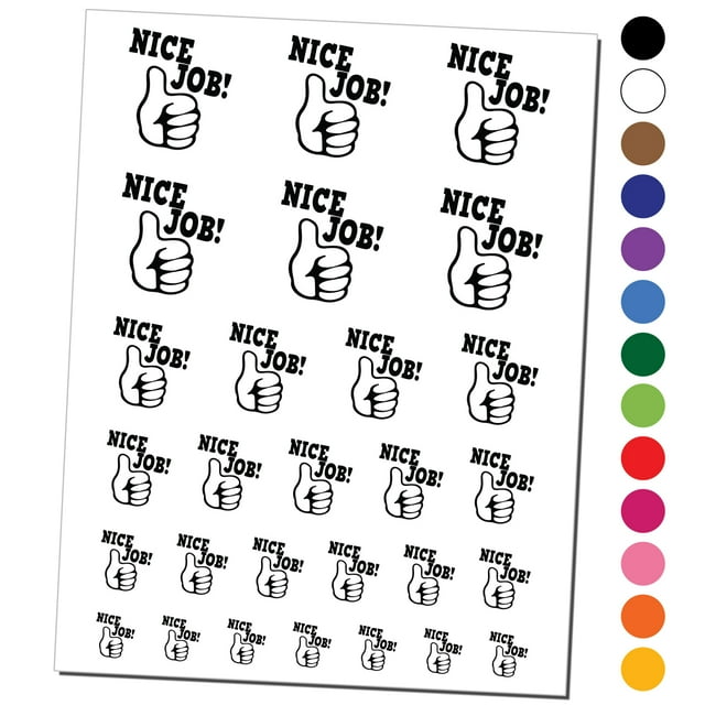 Nice Job Thumbs Up Teacher Motivational Water Resistant Temporary ...