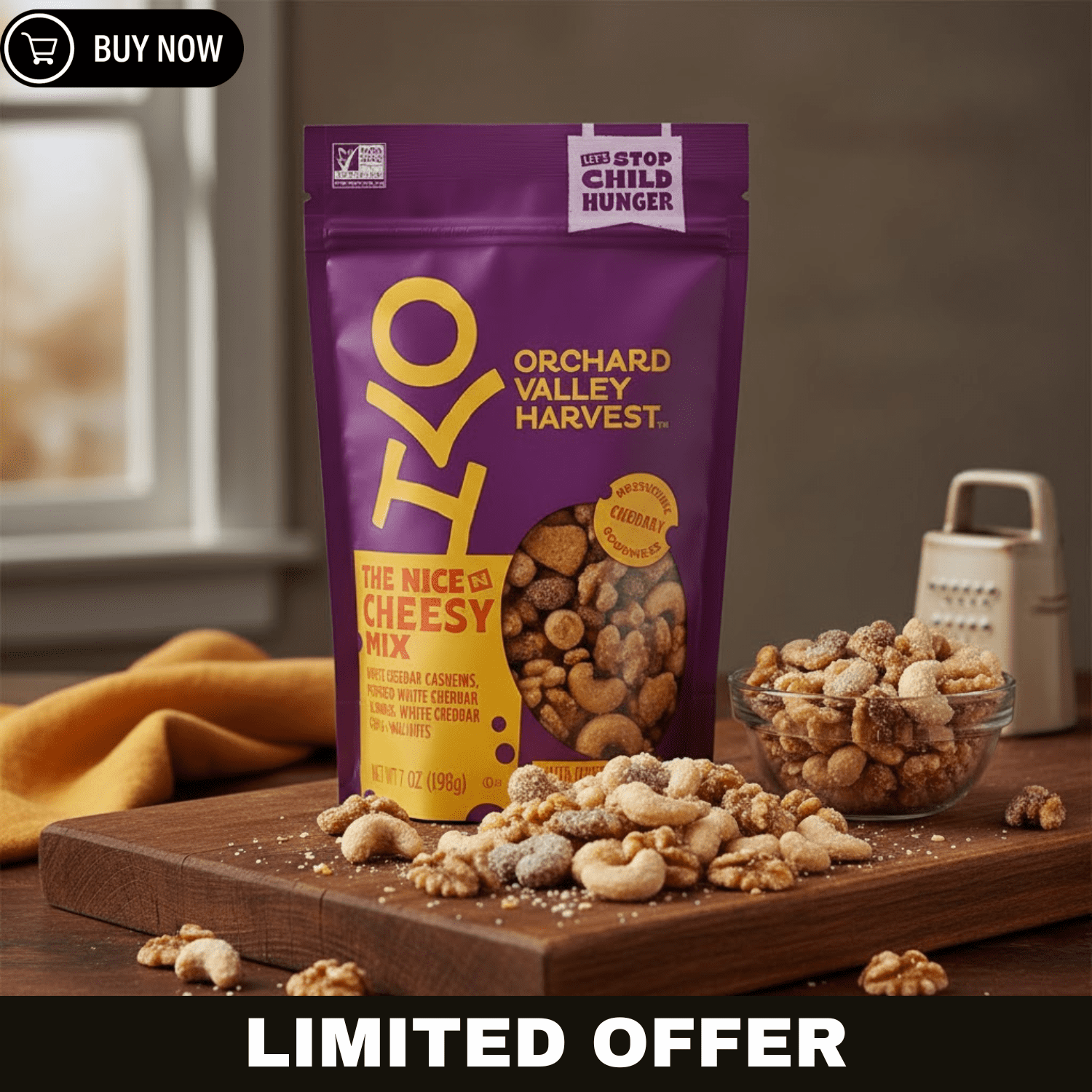 Nice N Cheesy Nut Mix, Savory Cheese-Flavored Snack Blend, 7 oz ...