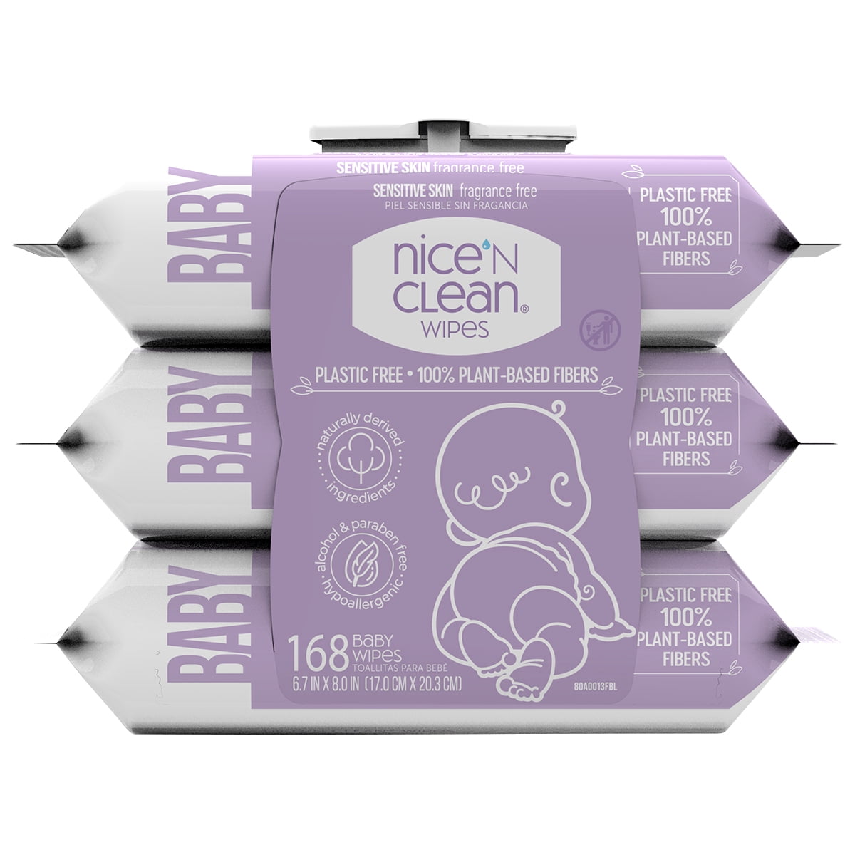 Nice 'N Clean Baby Wipes, Unscented, 3 Resealable Packs (168 Total ...