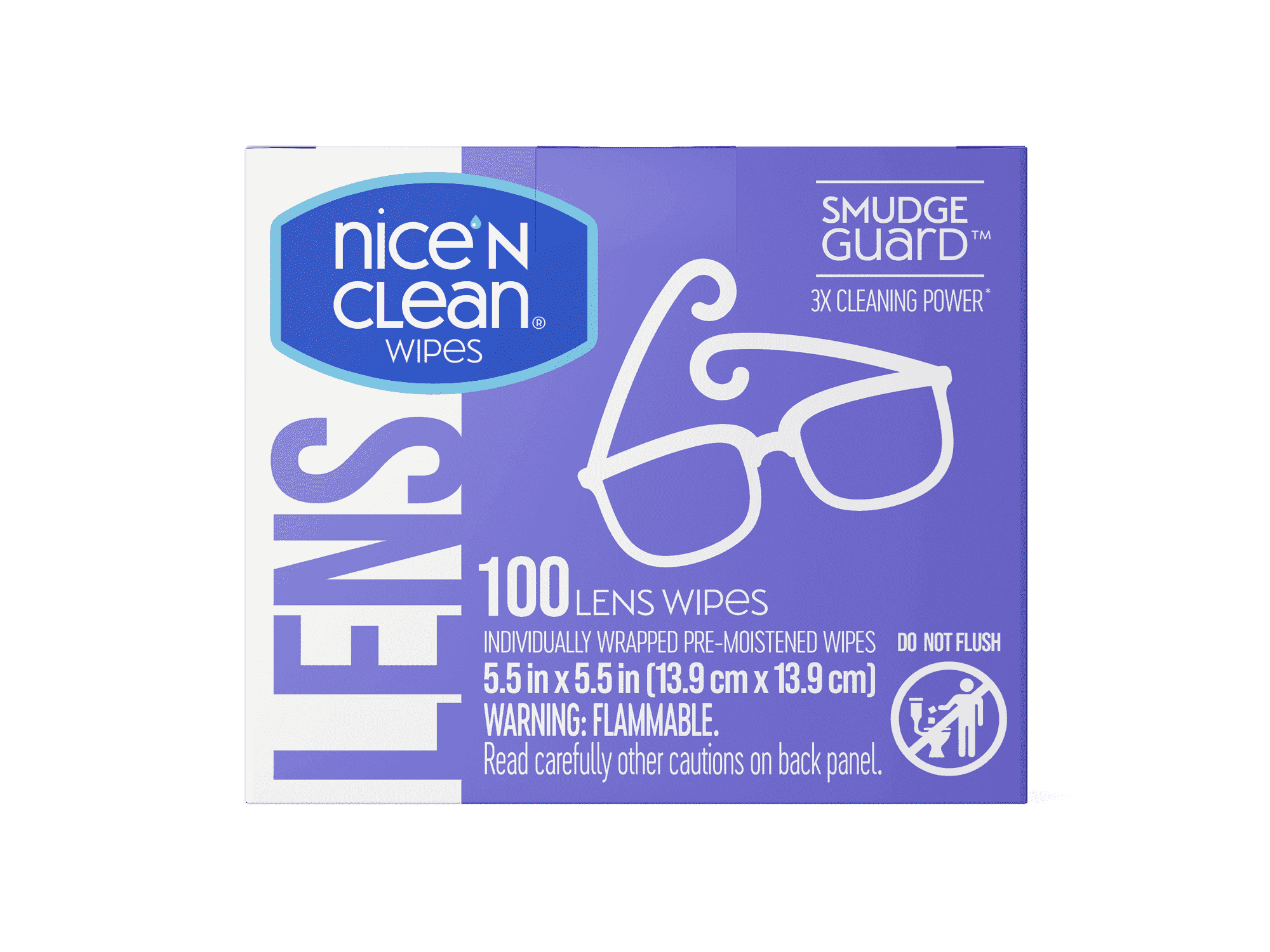 Nice 'N Clean Smudgeguard Glasses Cleaning Wipes, Pre-Moistened Lens ...