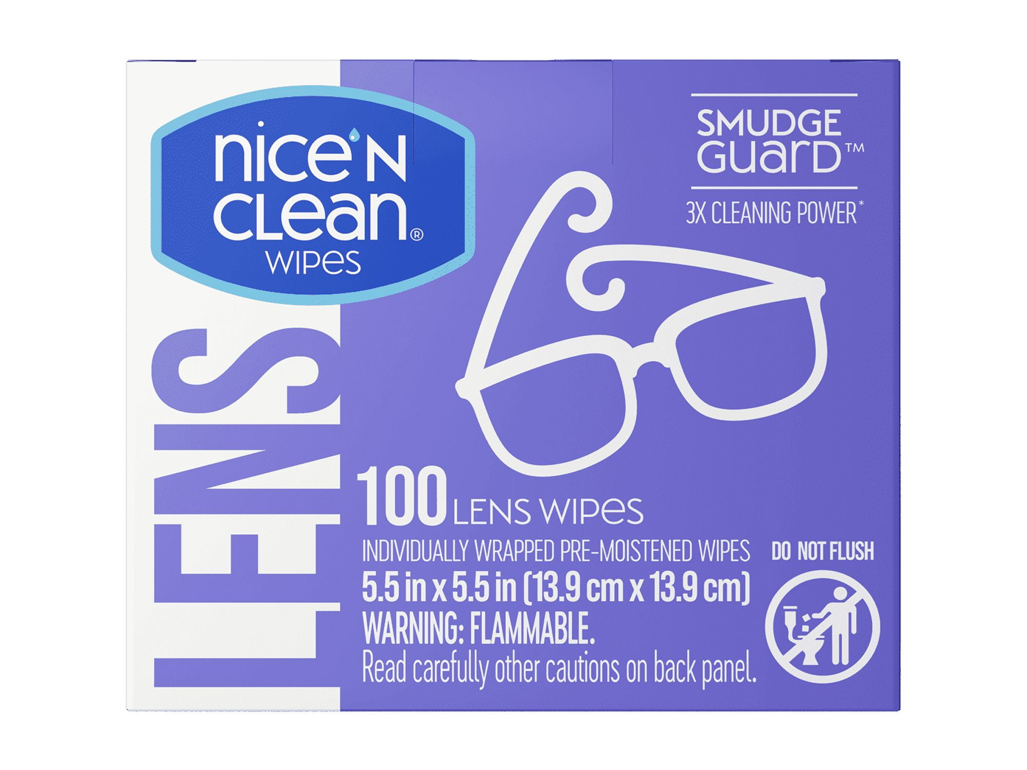 Nice 'N Clean Smudgeguard Glasses Cleaning Wipes, Pre-Moistened Lens ...
