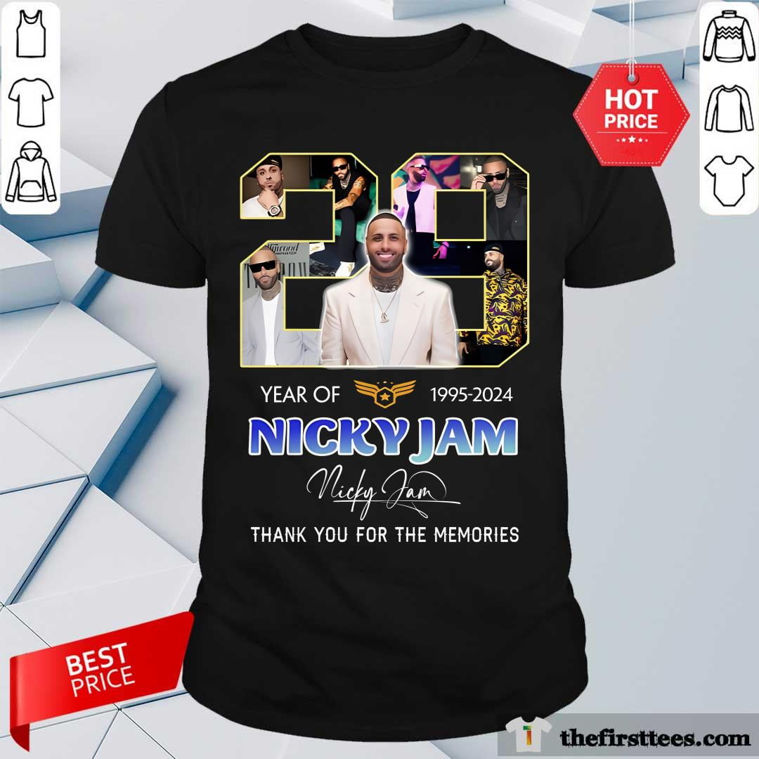 Nice Nicky Jam 29 Years Of 1995-2024 Thank You For The Memories T-Shirt ...