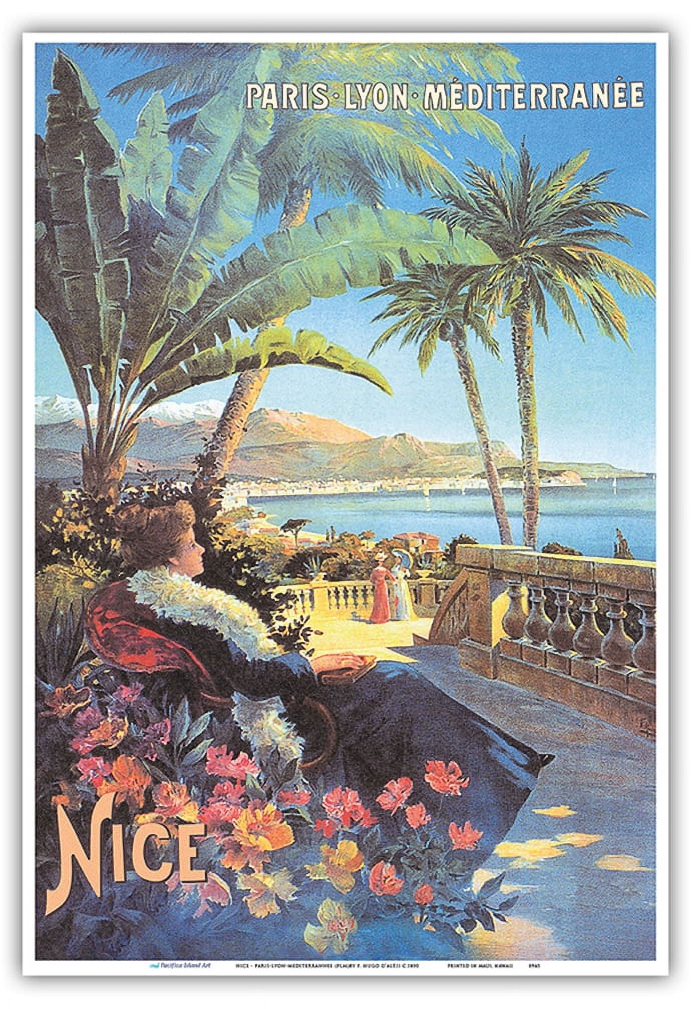 Nice - Paris-Lyon-Méditerranée (PLM) French Railway - Vintage Railroad Travel Poster by F. Hugo ...