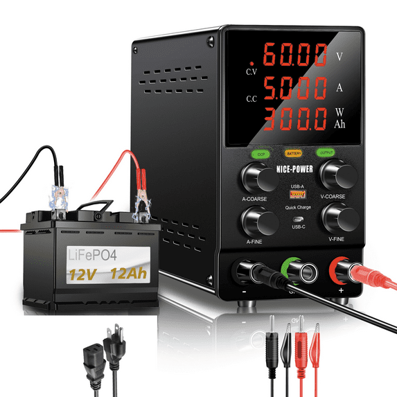 Nice Power SPS605C 60V 300W 5A Adjustable Battery Charging Digital ...