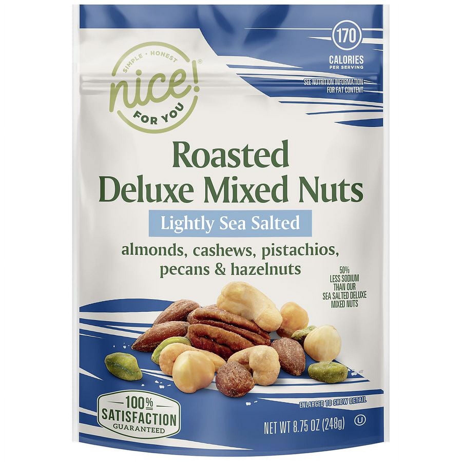 Nice! Roasted Deluxe Mixed Nuts Lightly Sea Salted 8.75 oz - Walmart.com