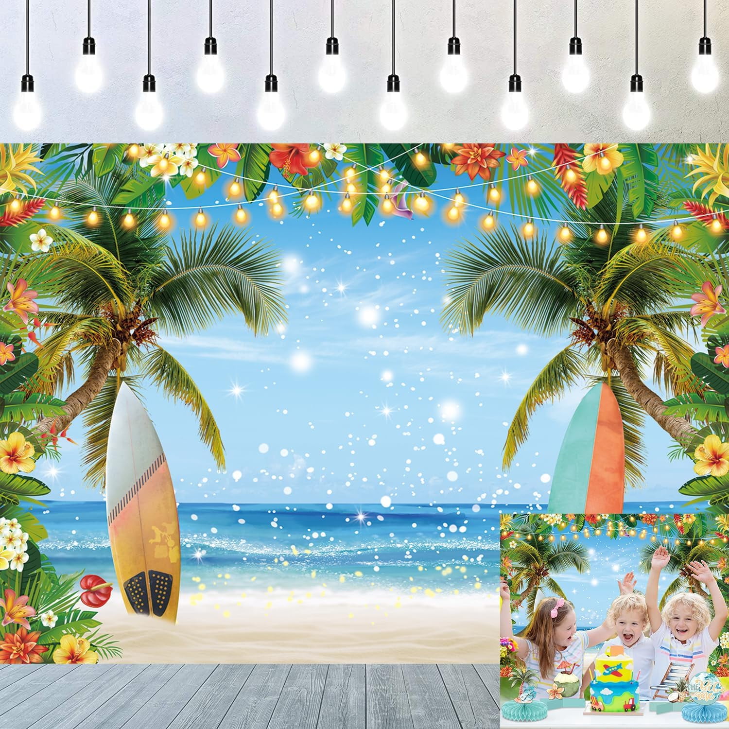 Nice Summer Hawaiian Beach Backdrop Tropical Palm Flower Coconut Tree ...