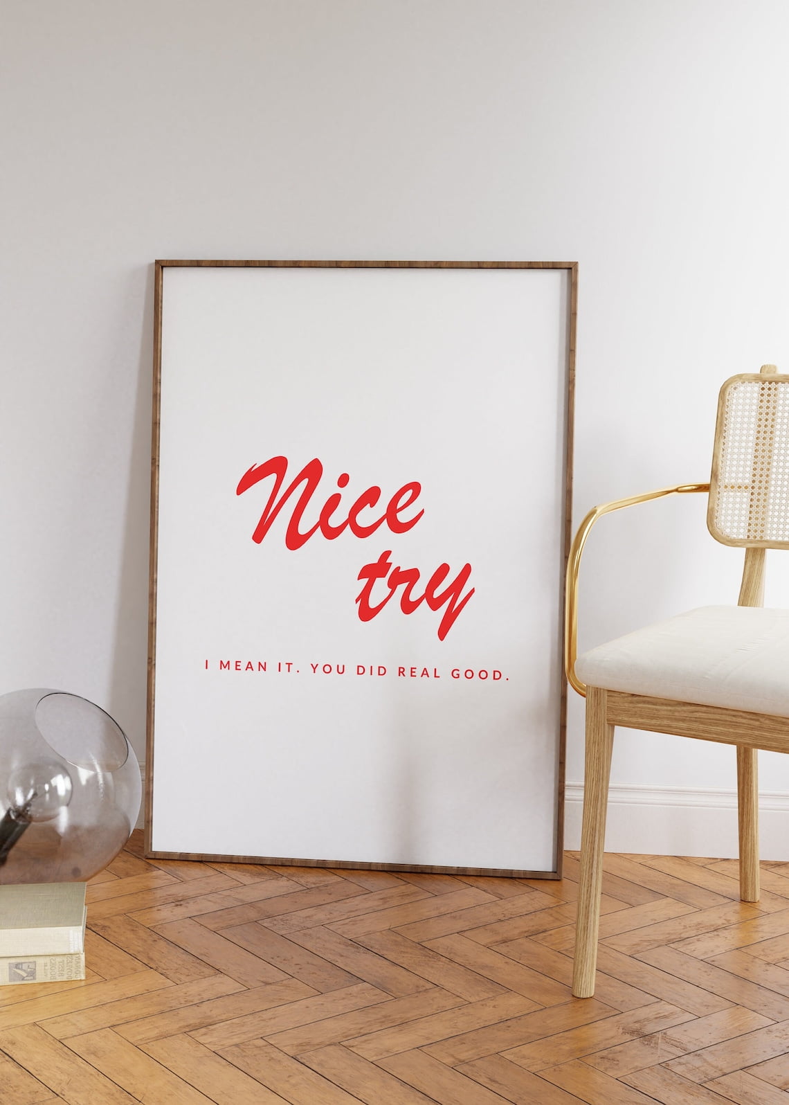 Nice Try Wall Art: Motivational Quote Poster Poster Decor For Living ...