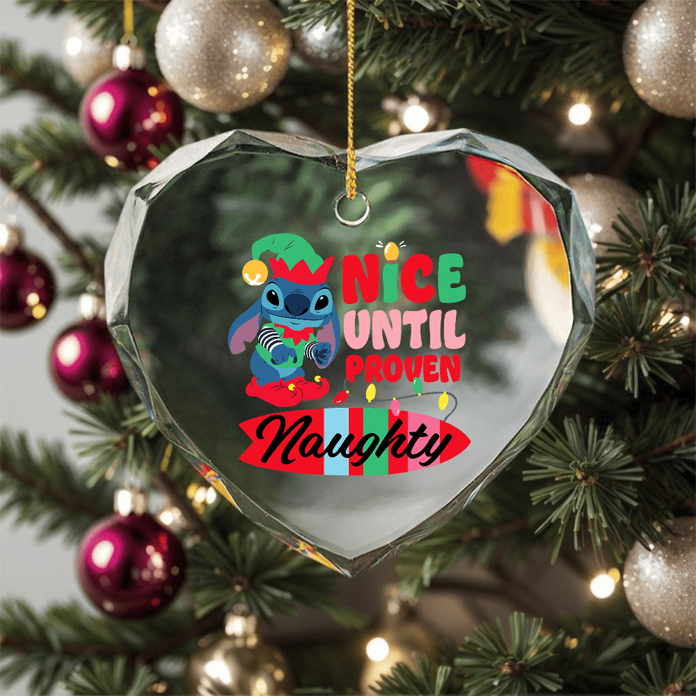 Nice Until Proven Naughty Ornament, Hanging Decor, Crystal Glass ...