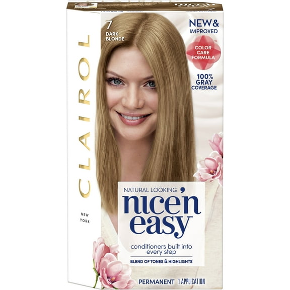 Clairol Nice n Easy Permanent Hair Color, 7 Dark Blonde, Allergy-Gentle ...