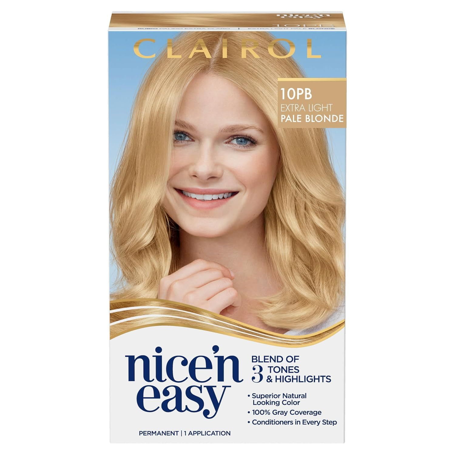 Nice'n Easy Permanent Hair Dye, 10PB Extra Light Pale Blonde Hair Color ...