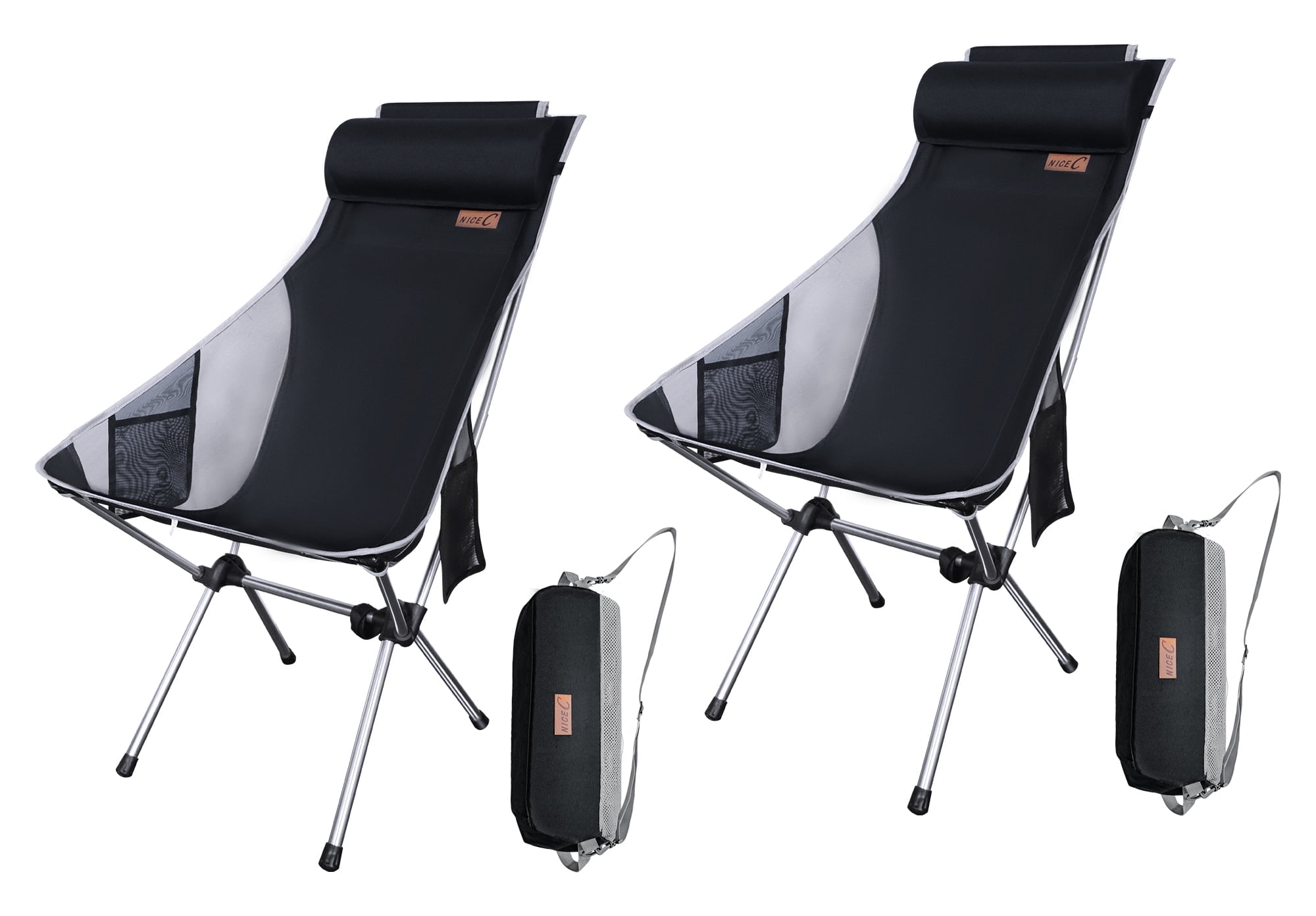 NiceC Ultralight High Back Folding Camping Chair, with Headrest ...