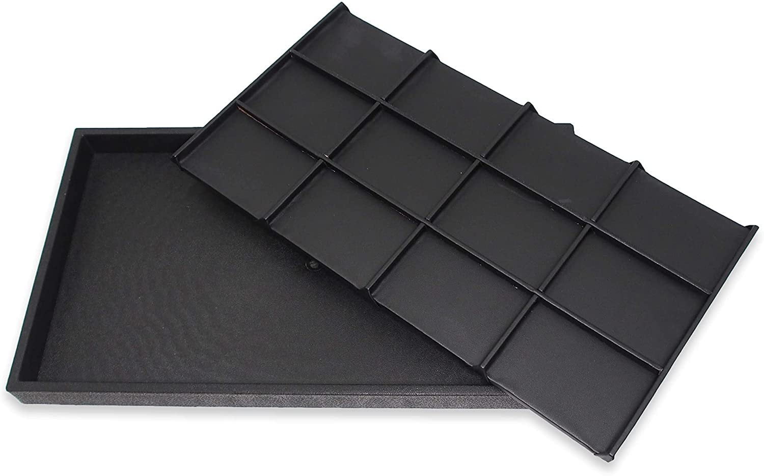 NicePackaging 12 Compartment Black Leatherette Sorting Tray with Free ...