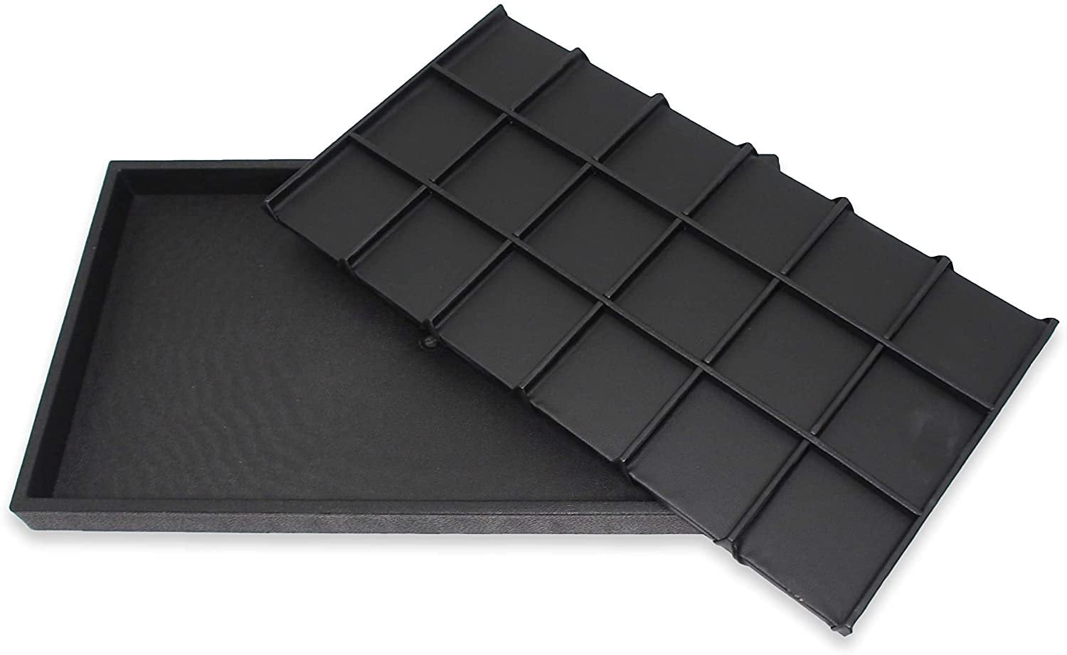 NicePackaging 18 Compartment Black Leatherette Sorting Tray with Free ...