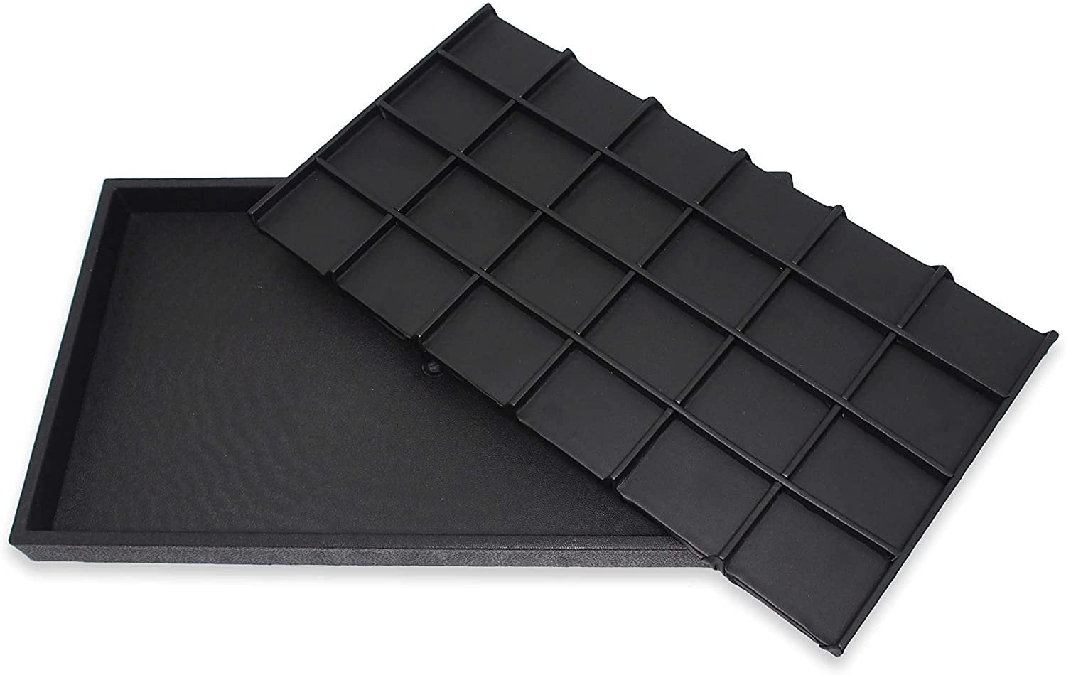NicePackaging 24 Compartment Black Leatherette Sorting Tray with Free ...