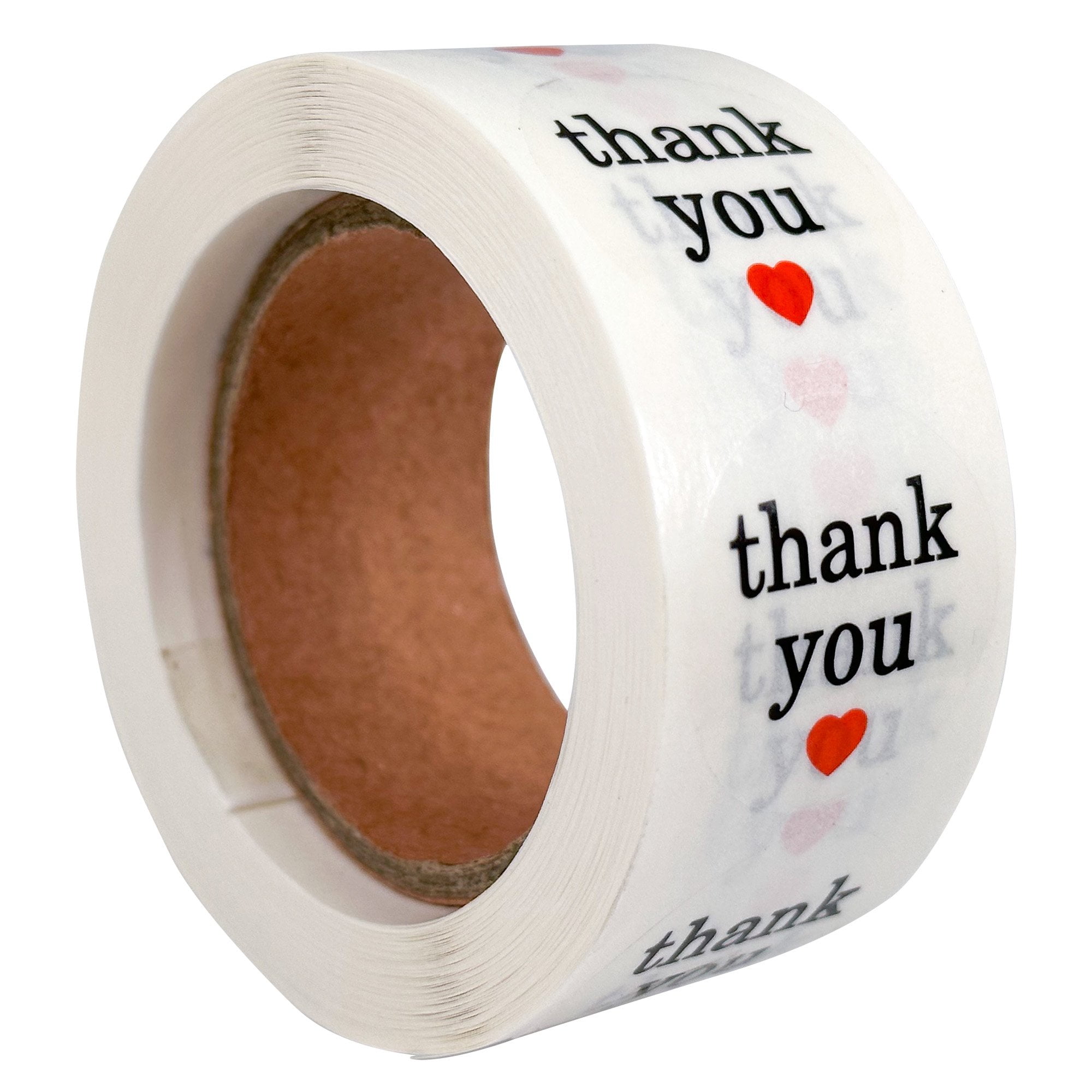 NicePackaging 500 Qty 1 inch - Thank You - Black Text w/Red Heart on ...