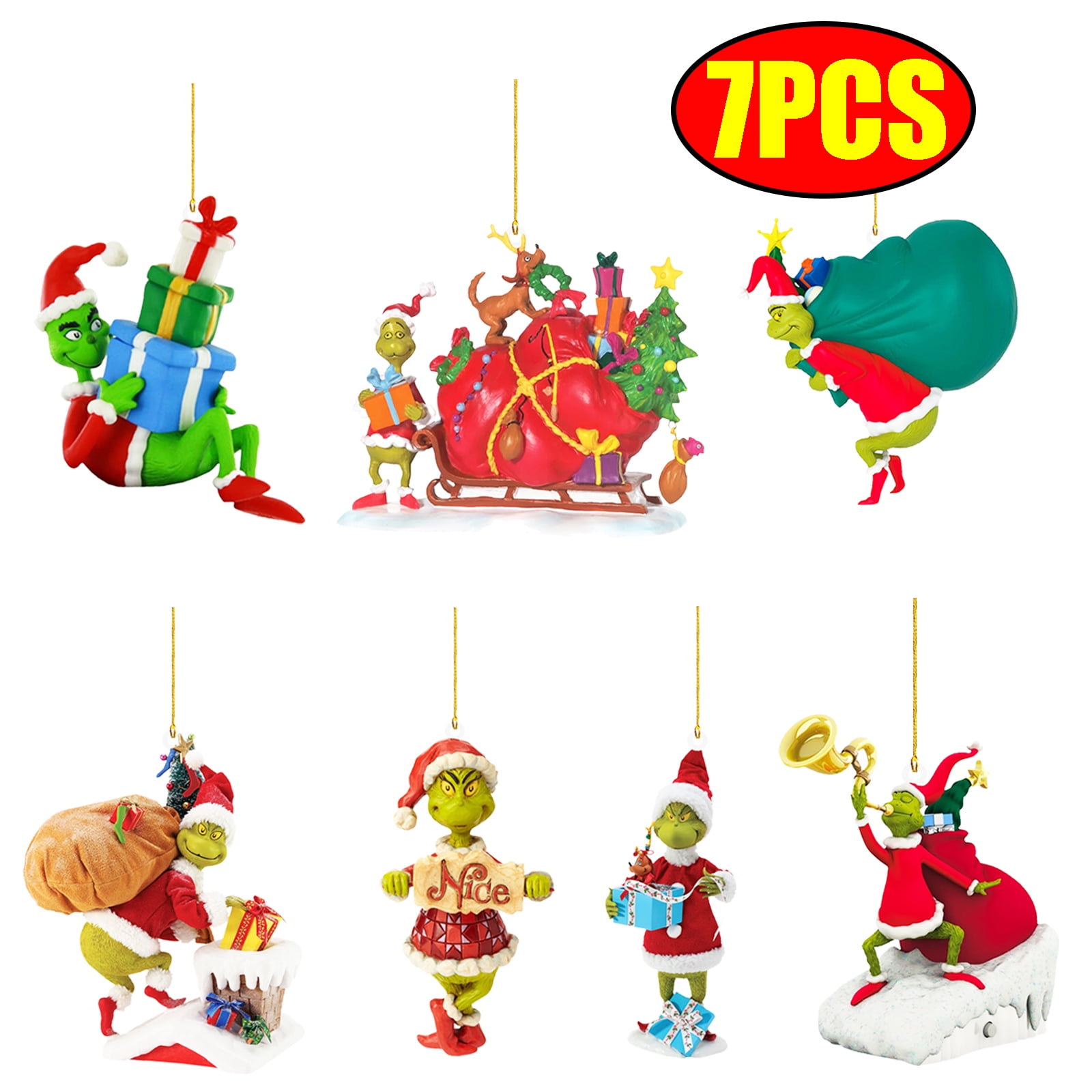 Nice 7 Pcs Christmas Greenwich Pendant Acrylic Crafts, Grinch Resin ...