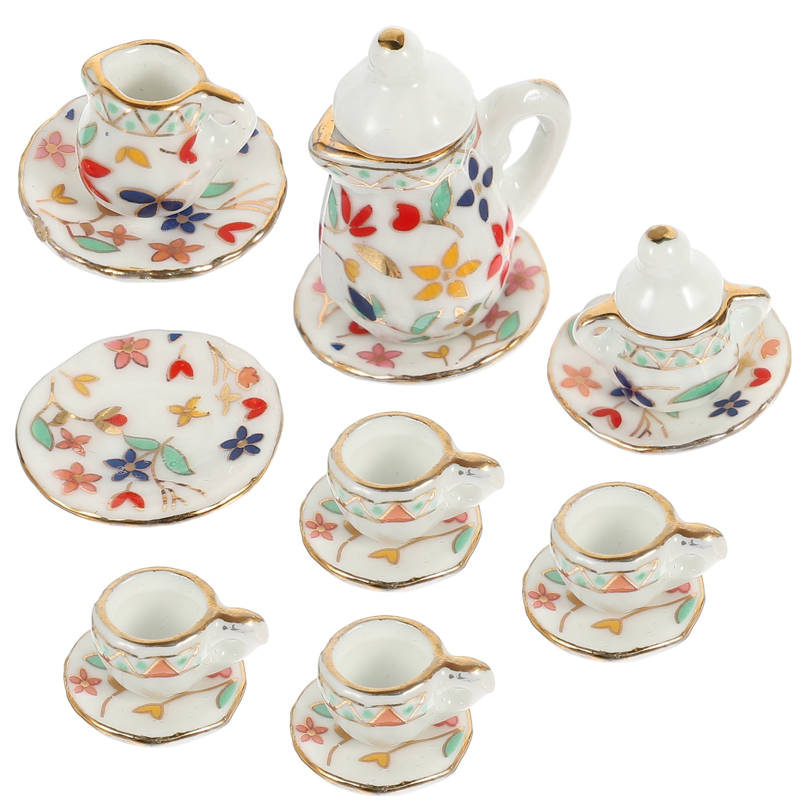 Niceauty 1 Set Mini Tea Set Ceramic Tableware Models Dollhouse ...