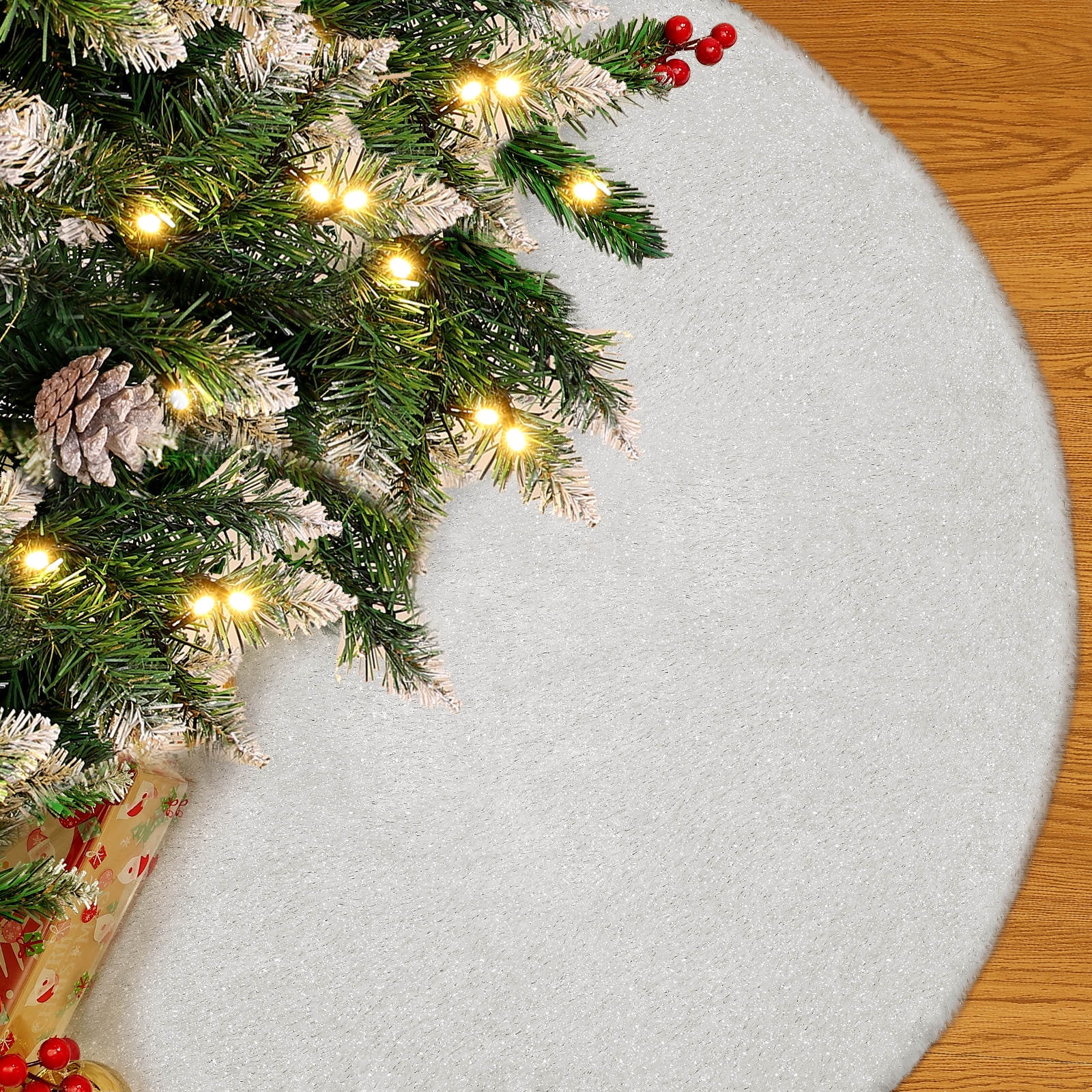 Niceauty 1 Set Snowy Effect Soft Tree Skirt Under Tree Mat for Families ...