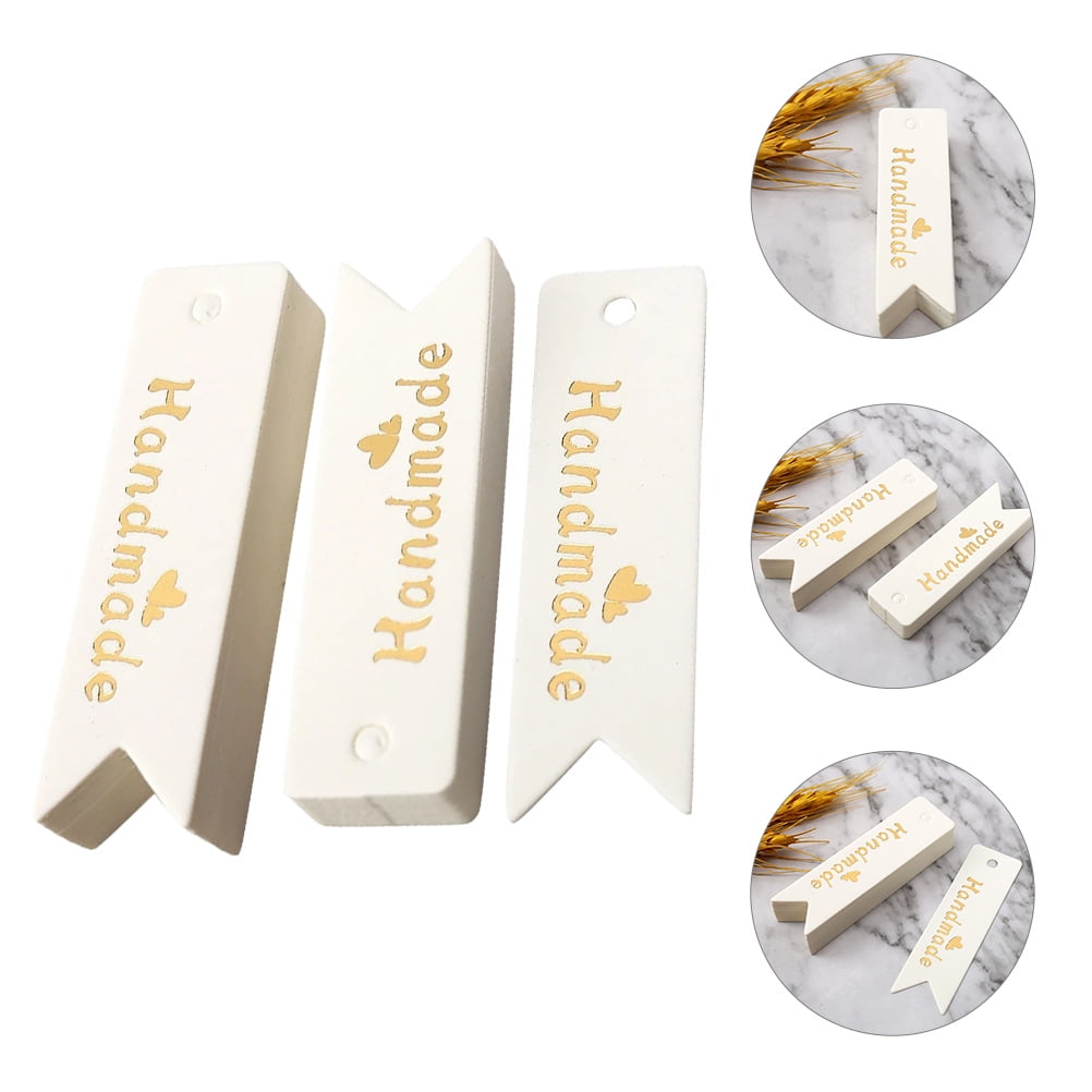 Niceauty 100pcs Hand Made Labels For Handmade Items White Paper Tailed ...