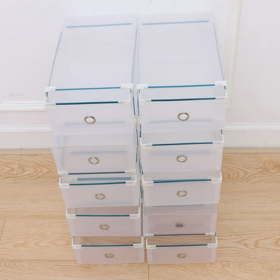 Niceauty 10Pcs Shoe Storage Organizer Plastic Drawer Type Stackable ...