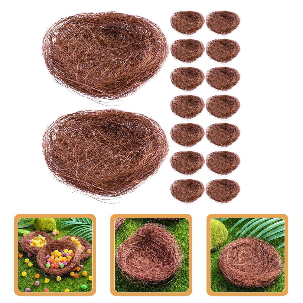 Niceauty Light Brown Woven Bird Nests for Crafting and Decoration 16Pcs ...