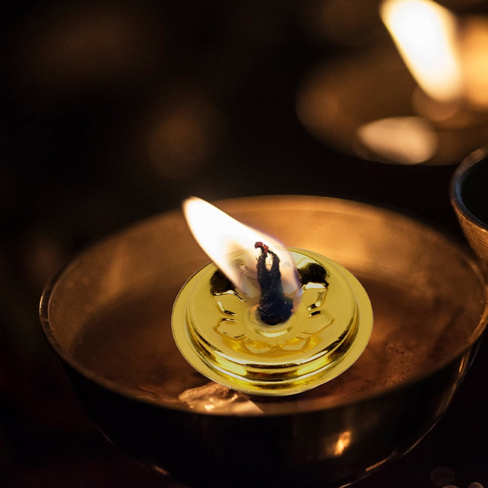 Niceauty 16Pcs Wick For Oil Lamp Buddha Light Stand Aluminum Golden ...