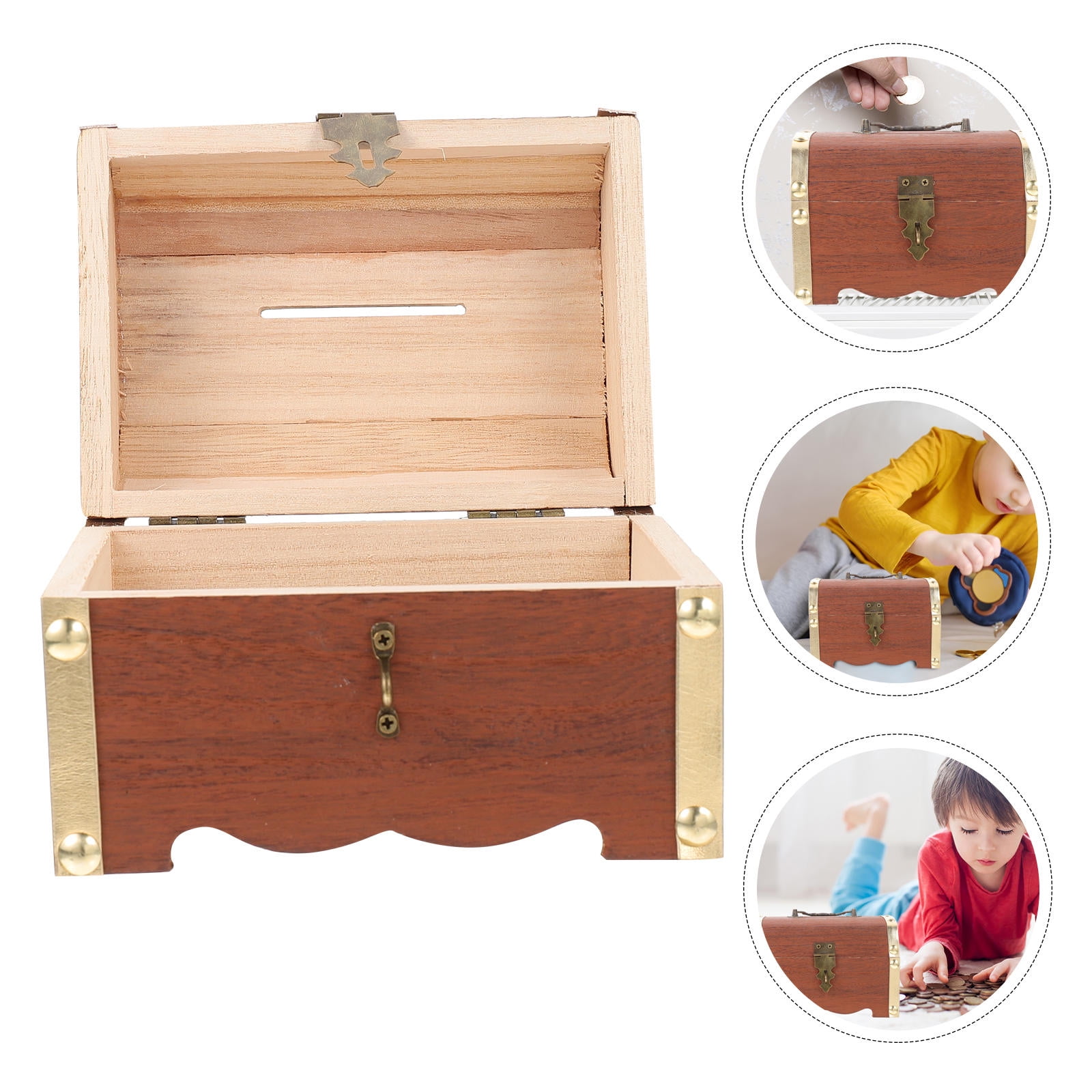 Niceauty 1Pack Decorative Crafted Money Box Wood Pig Shape Coin Storage ...