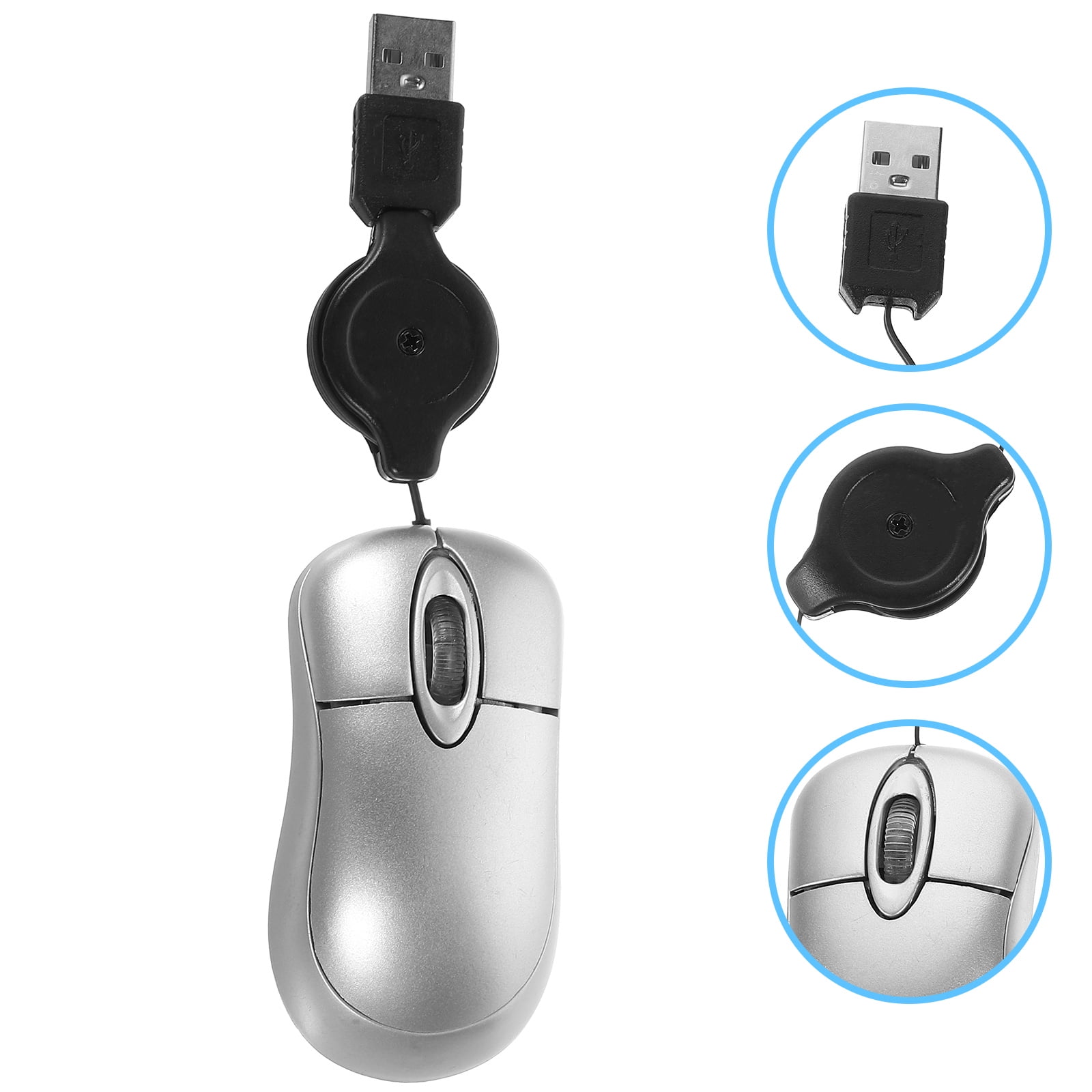 Niceauty 1Pack USB Optical Mouse with Retractable Cable for Laptop and ...