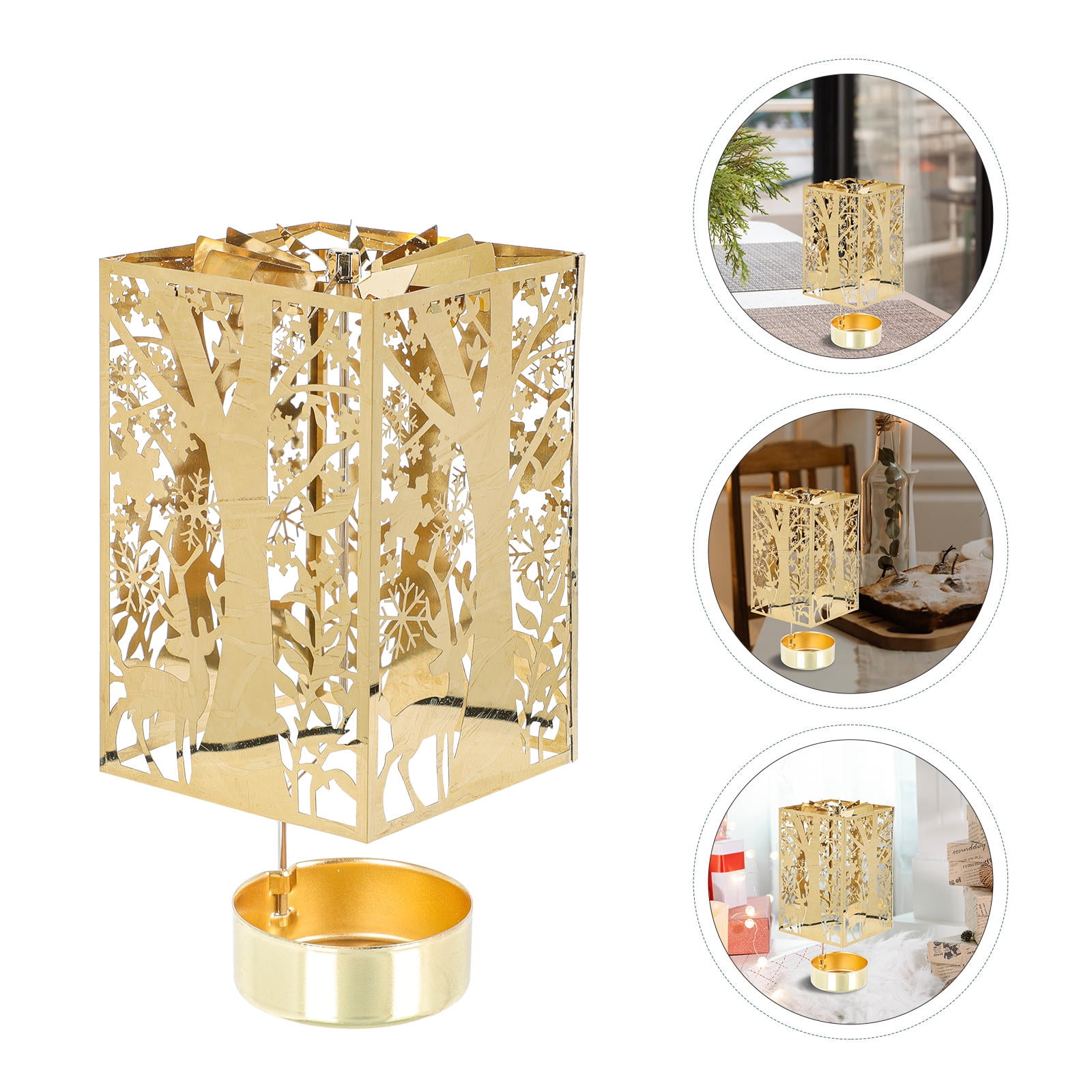Niceauty 1Set Golden Square Candlestick Holder Stainless Steel ...