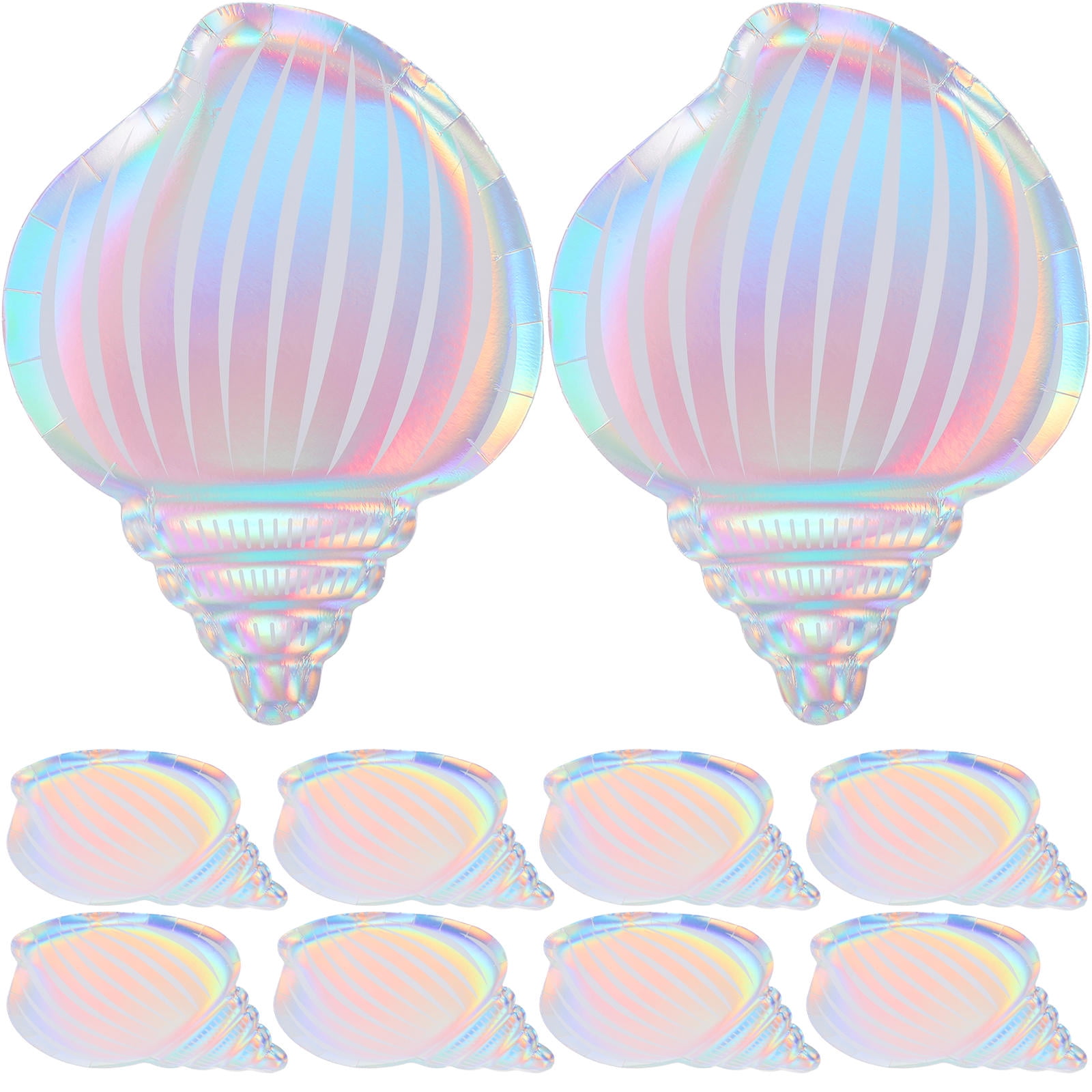 Niceauty 24pcs Iridescent Seashell Paper Plates For Mermaid Themed ...