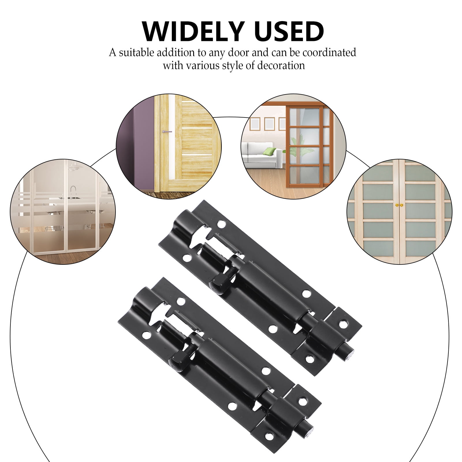 Niceauty 2pcs Metal Latch Black Sliding Door Lock with Privacy ...