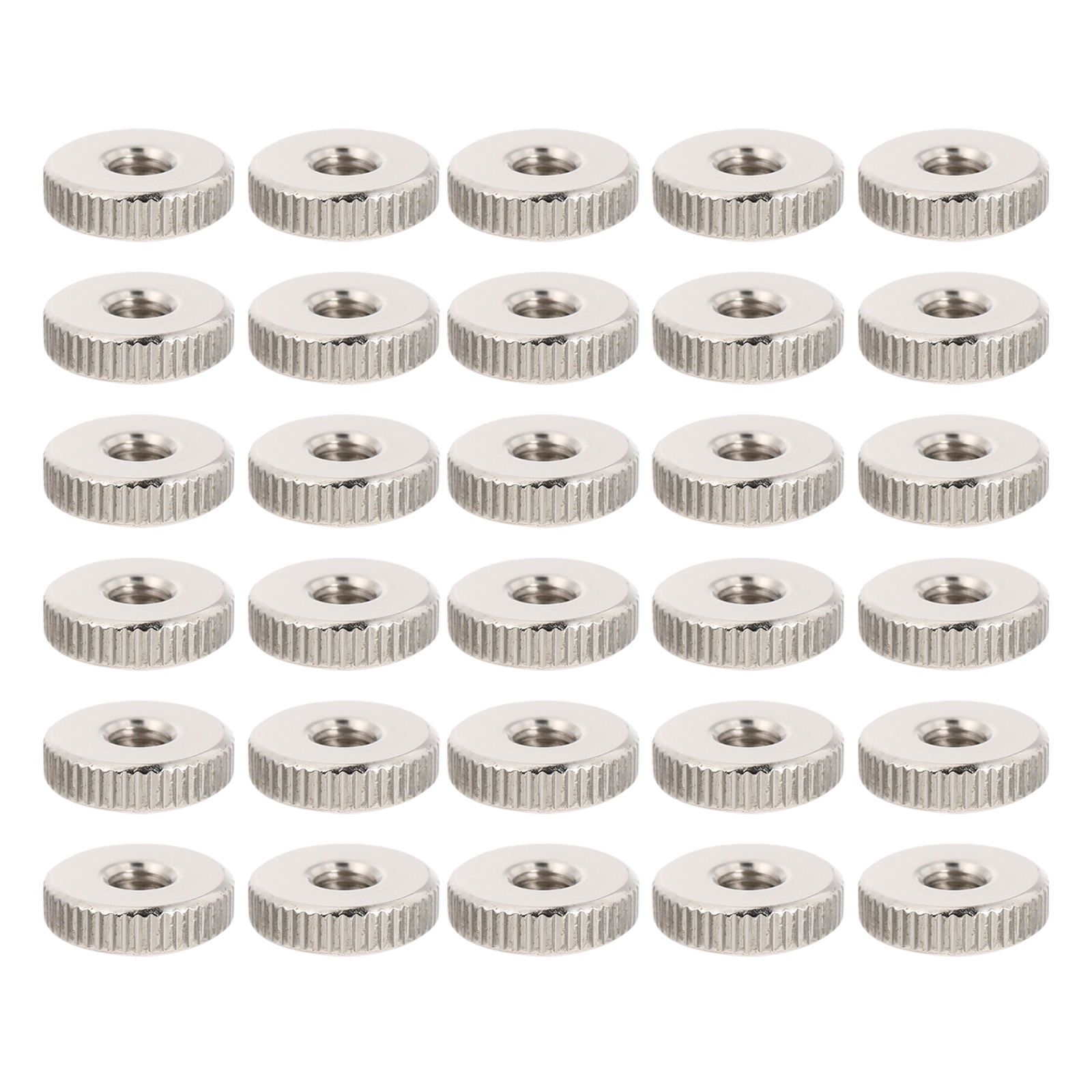 Niceauty 30Pcs Locking Round Knurled Thumb Nuts Fastening Silver Carbon ...