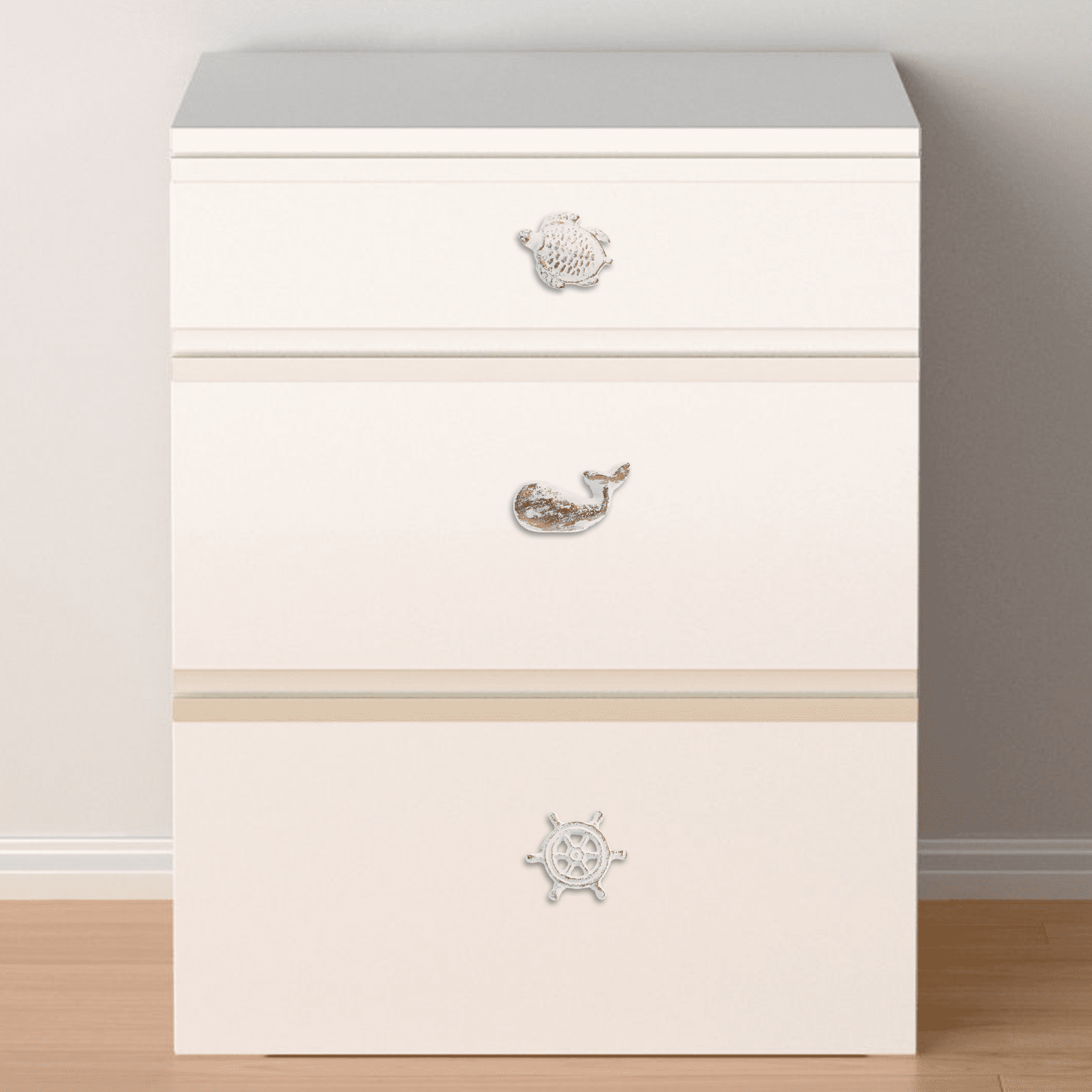 Niceauty 3Pack Coastal Cabinet Handles Iron White Artistic Design ...