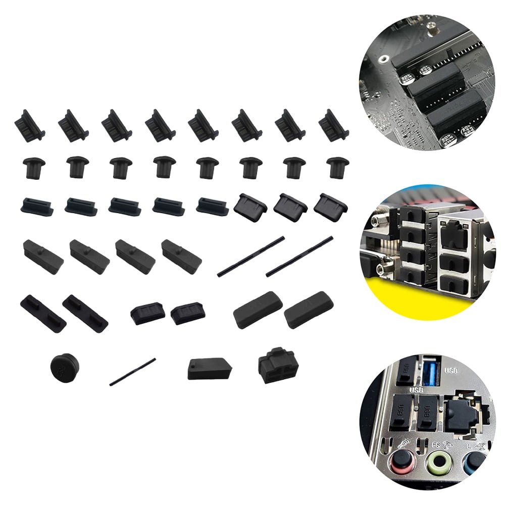 Niceauty 40Pcs Black Silicone Dust Cover for PC Motherboard Dust ...