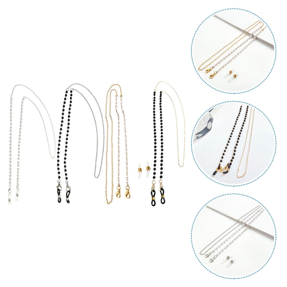 Niceauty 4Pcs Eyeglass Chain Assorted Color Alloy Beaded Chain Anti ...
