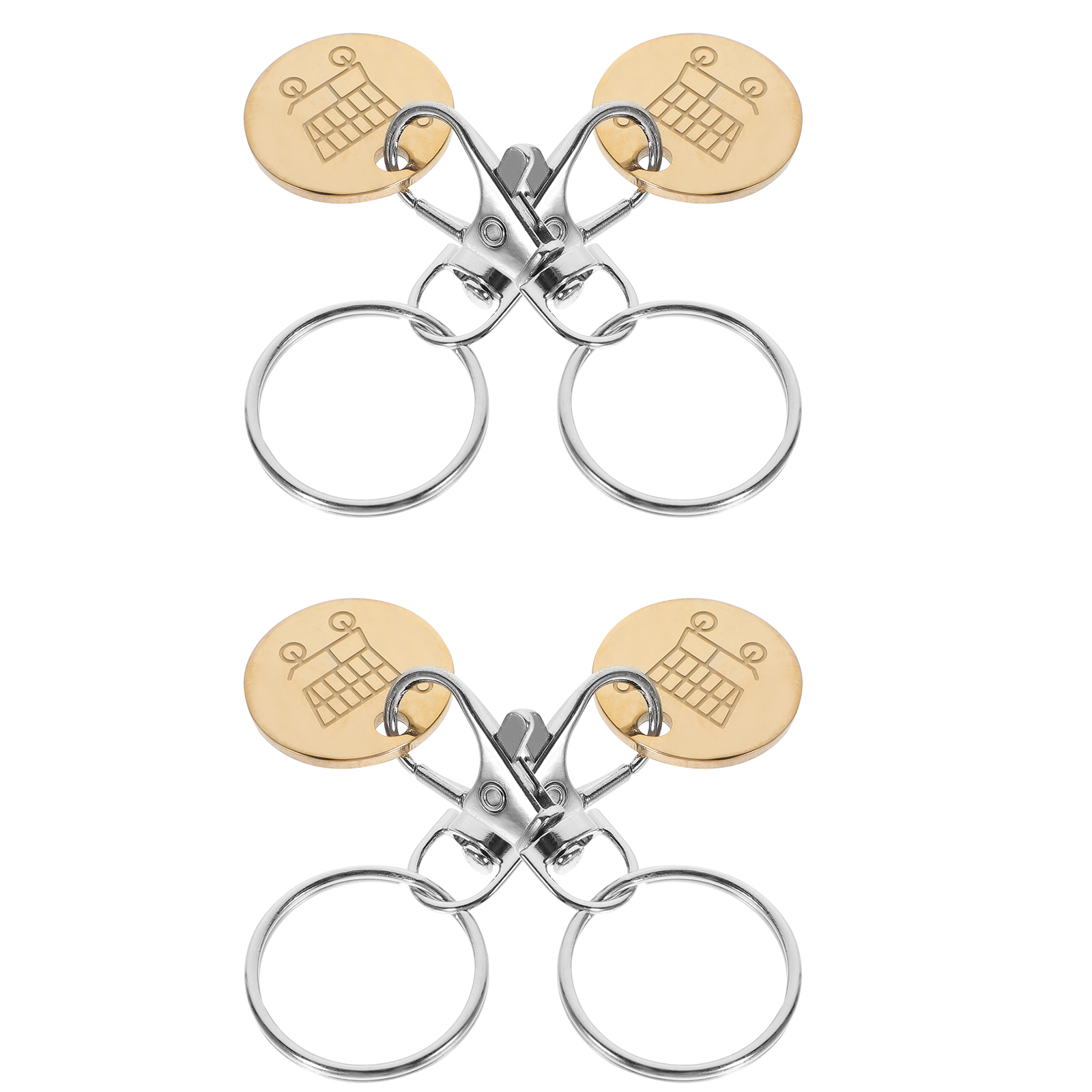 Niceauty 4Pcs Sturdy Metal Shopping Trolley Token Keychain Golden Key ...
