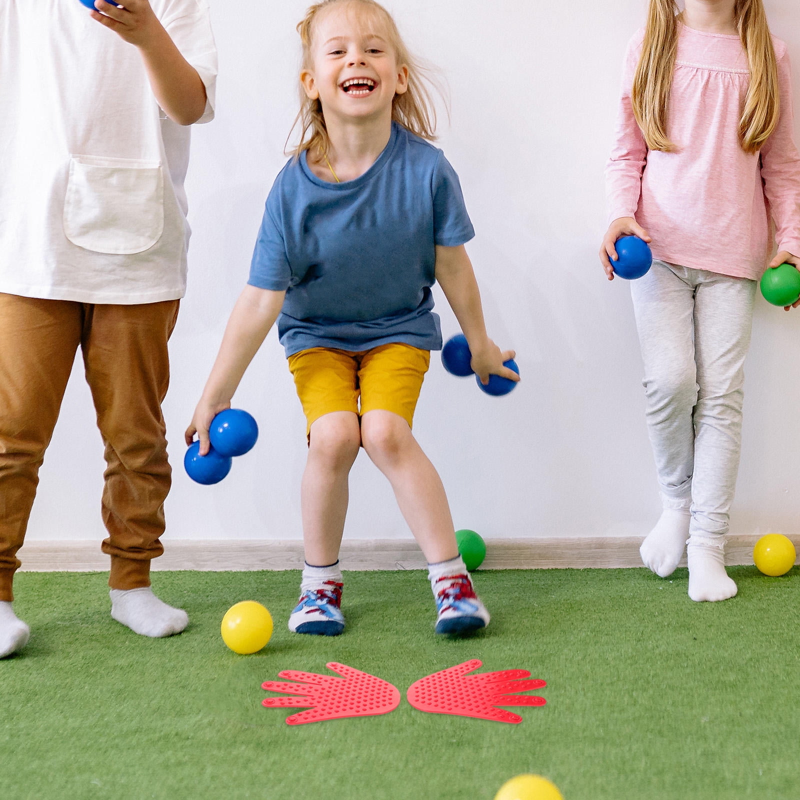 Niceauty 5 Pairs Sensory Floor Mats Hand Shape PVC Multi For Coordination Enhancement Fun Games ...