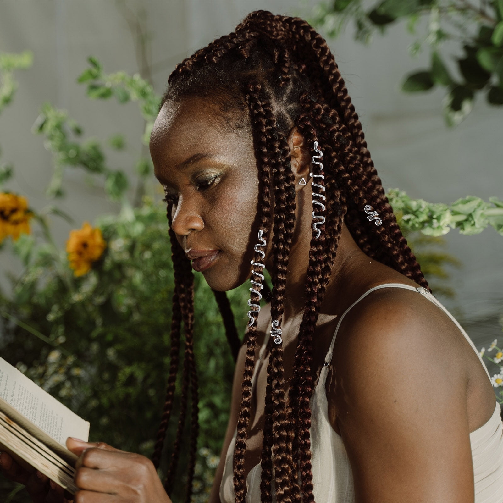 Niceauty 6Pcs African Hair Accessories Braiding Kit Alloy Silver Hair ...