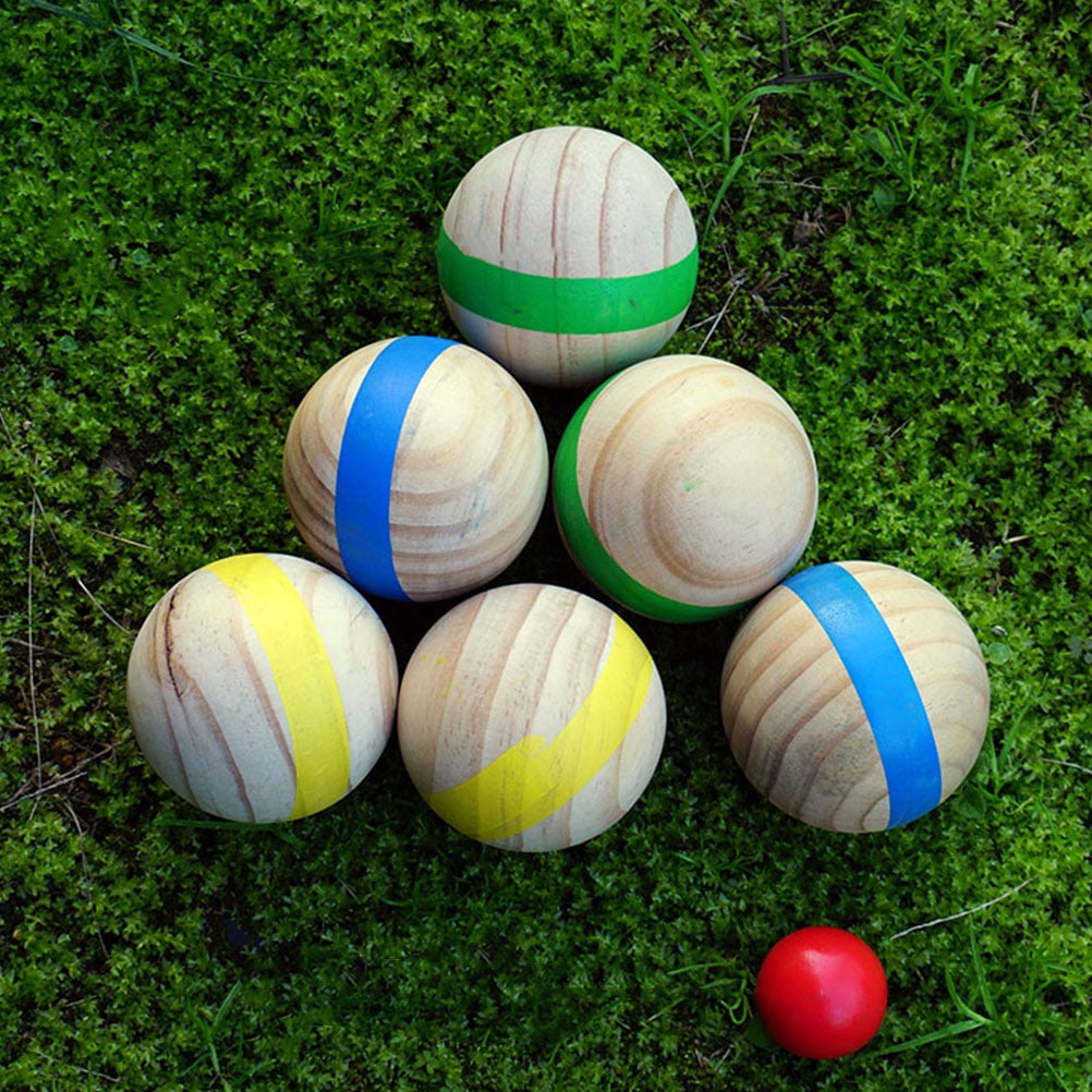 Niceauty Backyard Games Rolling Balls Wood 7Pcs for Kicking Fun ...