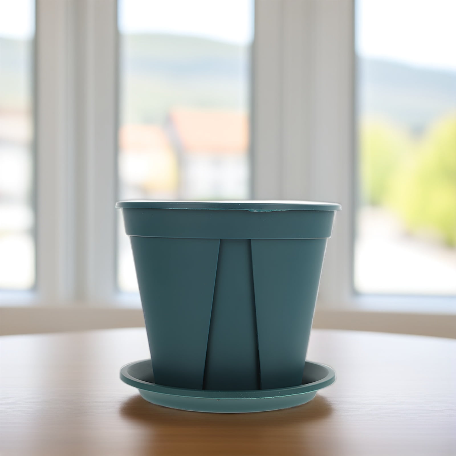 Niceauty 8 Sets Flower Planters Green Plastic Round for Balcony and ...