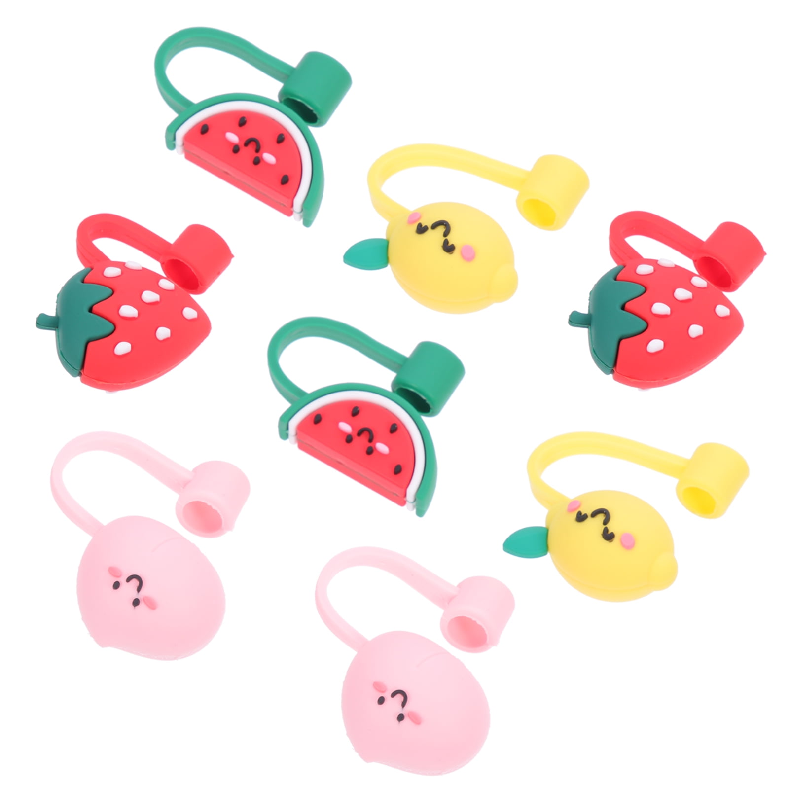 Niceauty Fruit Straw Cover Cap Cartoon Design 8pcs Assorted Color ...