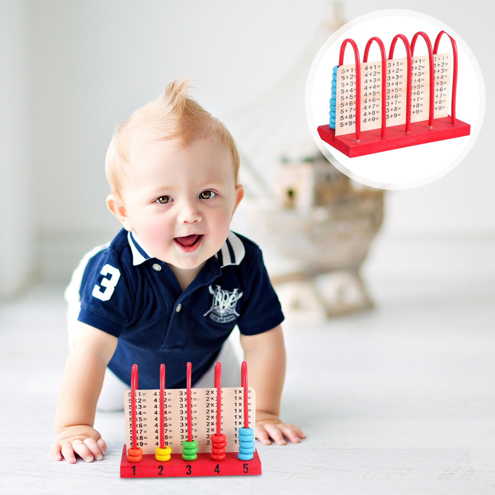 Niceauty Lightweight Wooden Abacus with Base for Arithmetic Training ...
